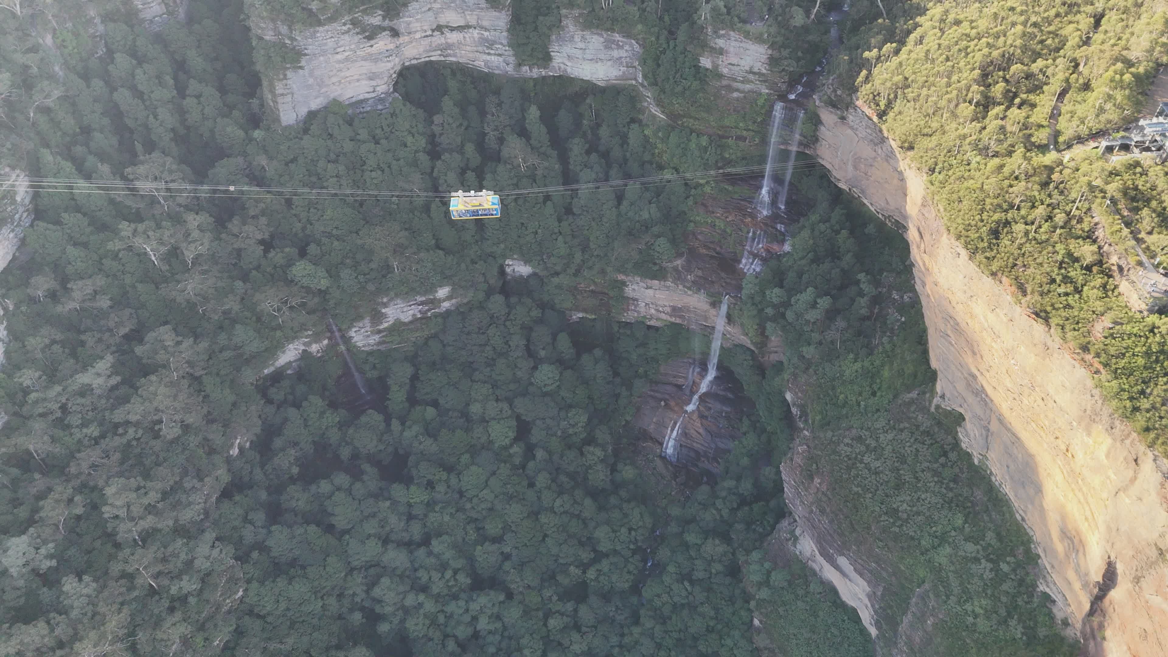 Aerial View of Forested Cliff with Cable Car Free Stock Video Footage ...