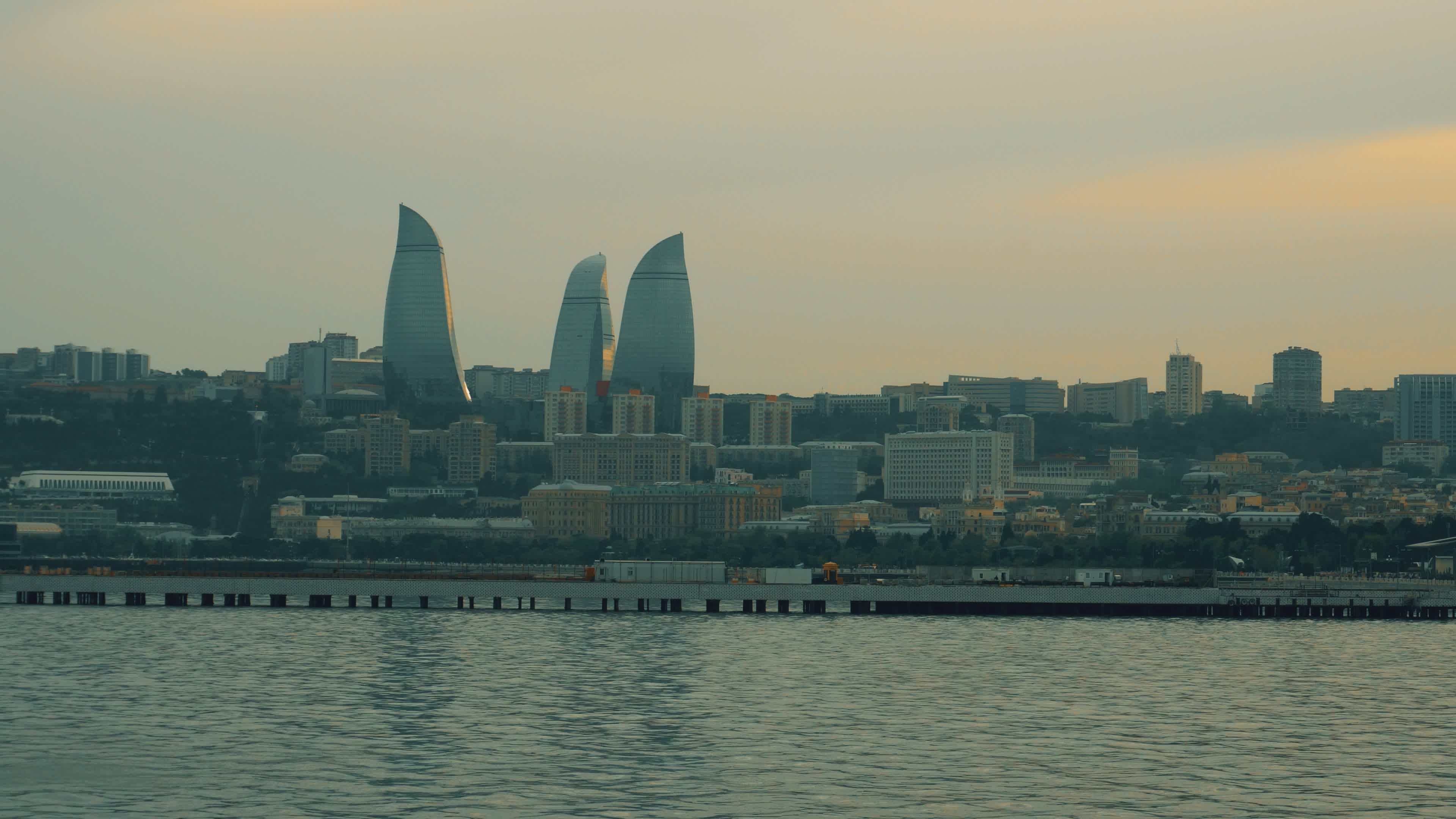 Scenic Evening View of Baku Skyline Free Stock Video Footage, Royalty ...