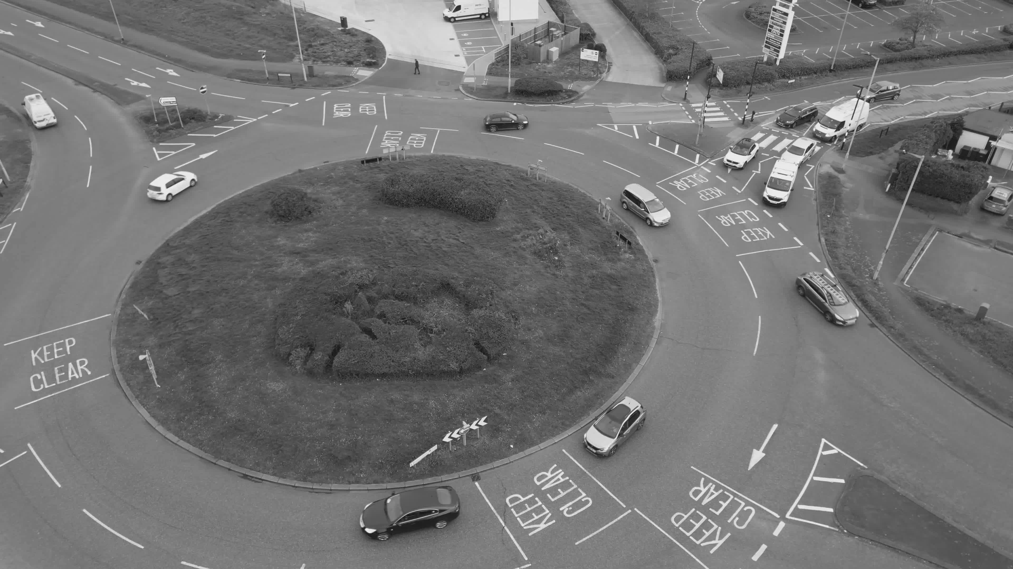 Aerial View of Busy Roundabout Traffic Flow Free Stock Video Footage ...
