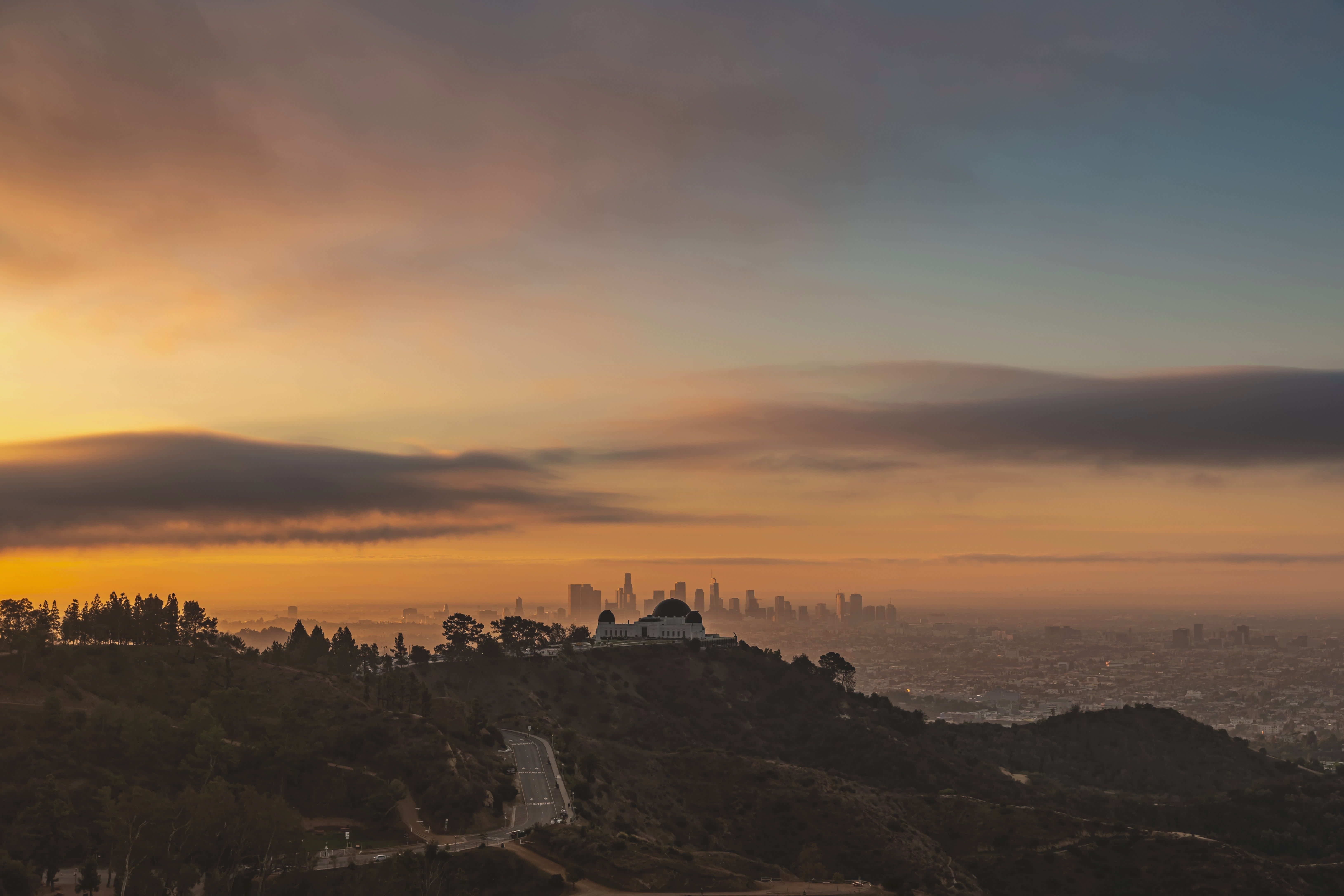 Sunset Over Griffith Observatory and LA Skyline Free Stock Video ...