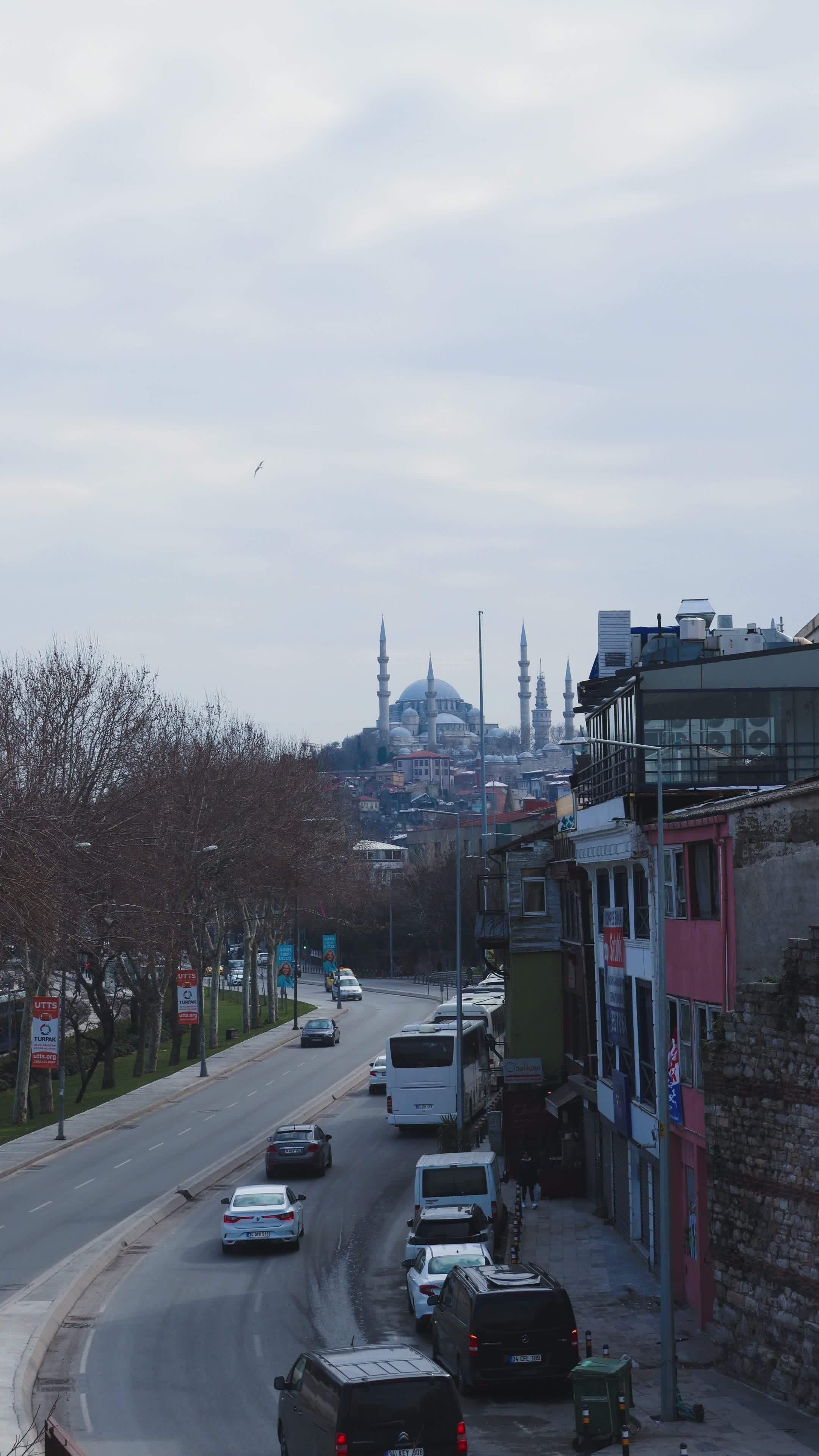 Scenic Road View Towards Iconic Istanbul Mosque Free Stock Video ...