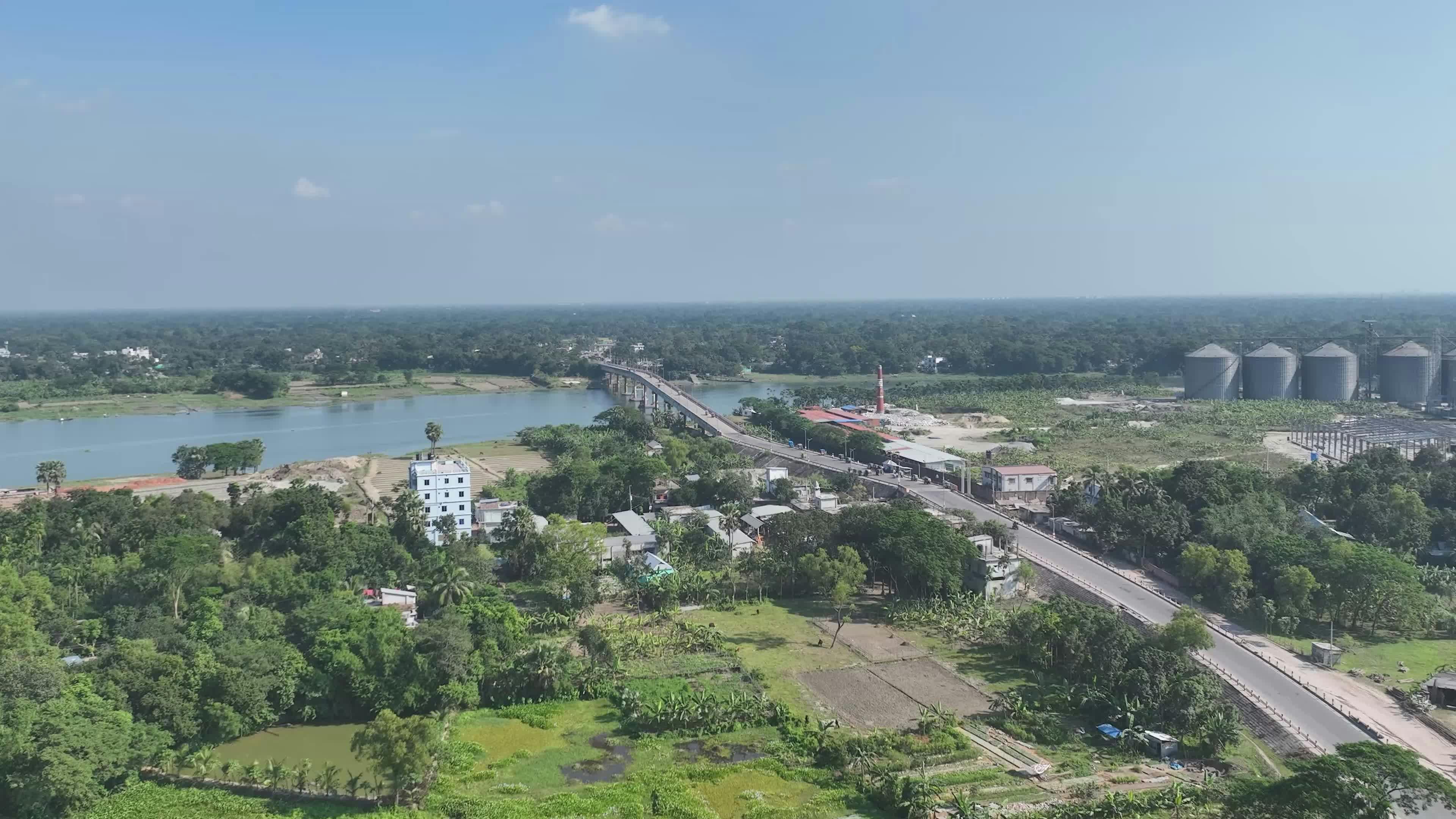 Aerial View of Bridge Over Scenic River Free Stock Video Footage ...