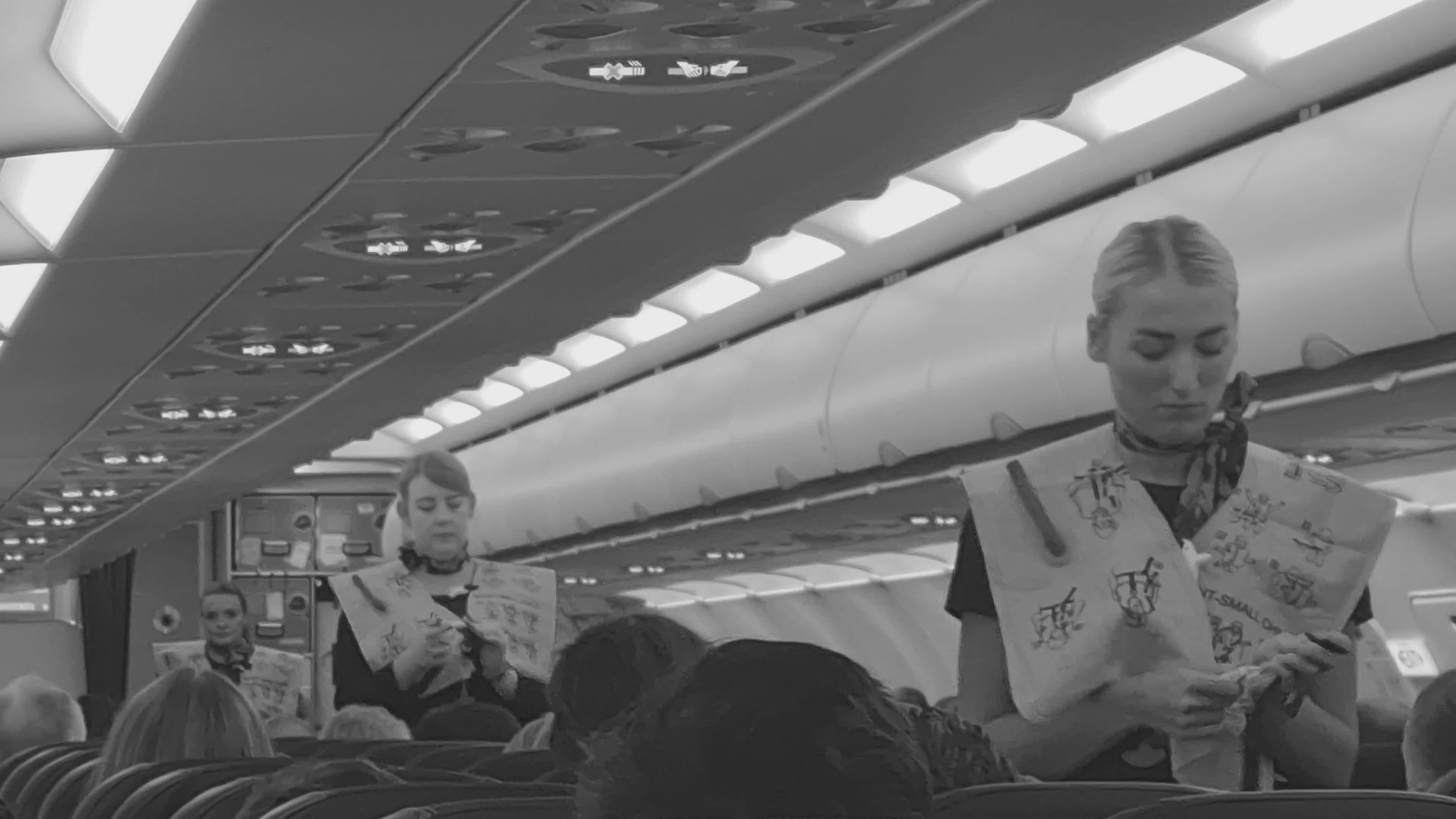 In-Flight Safety Demonstration Aboard Airplane Free Stock Video Footage ...
