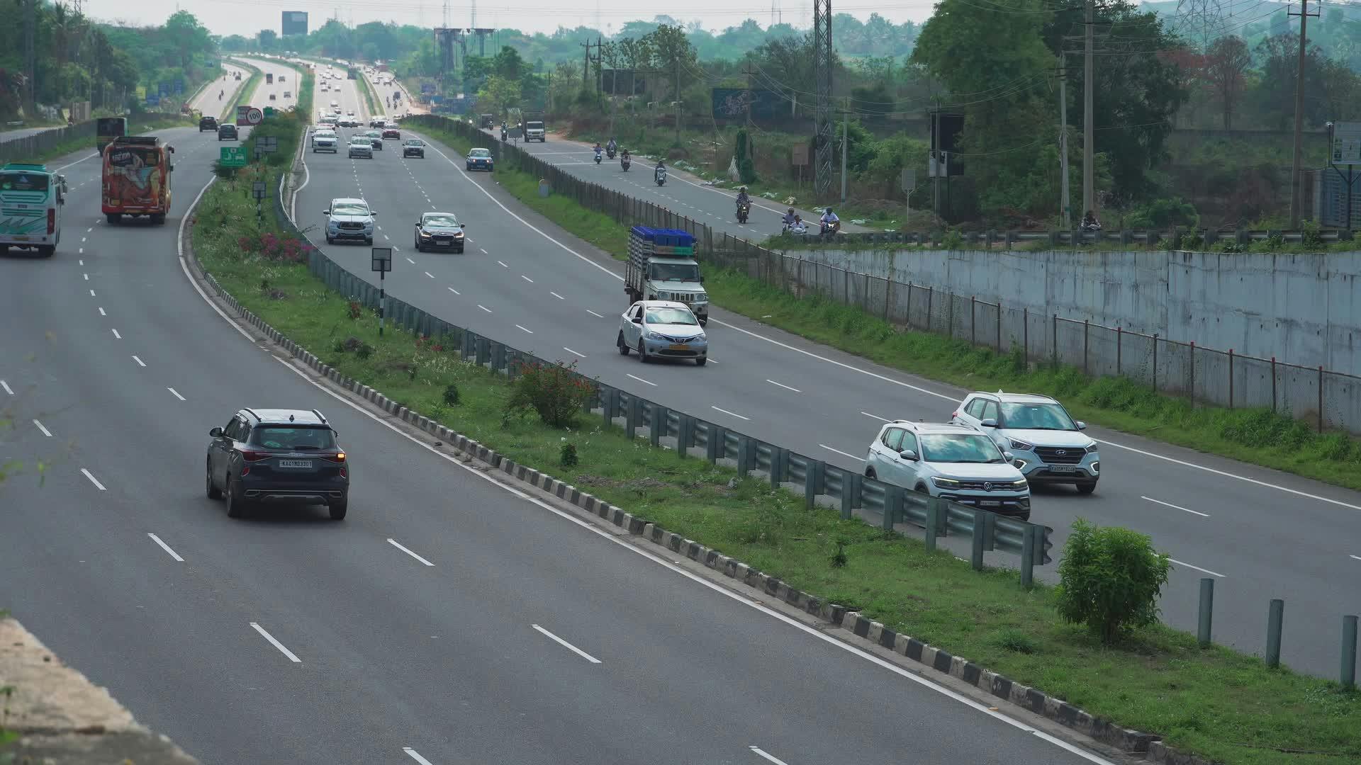 Highway Traffic Flow on a Modern Urban Roadway Free Stock Video Footage ...