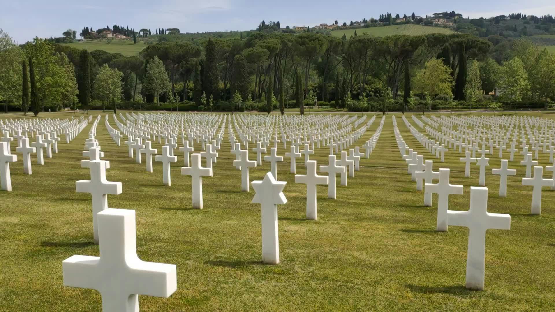 WWII Memorial Cemetery with Cross Headstones Free Stock Video Footage ...