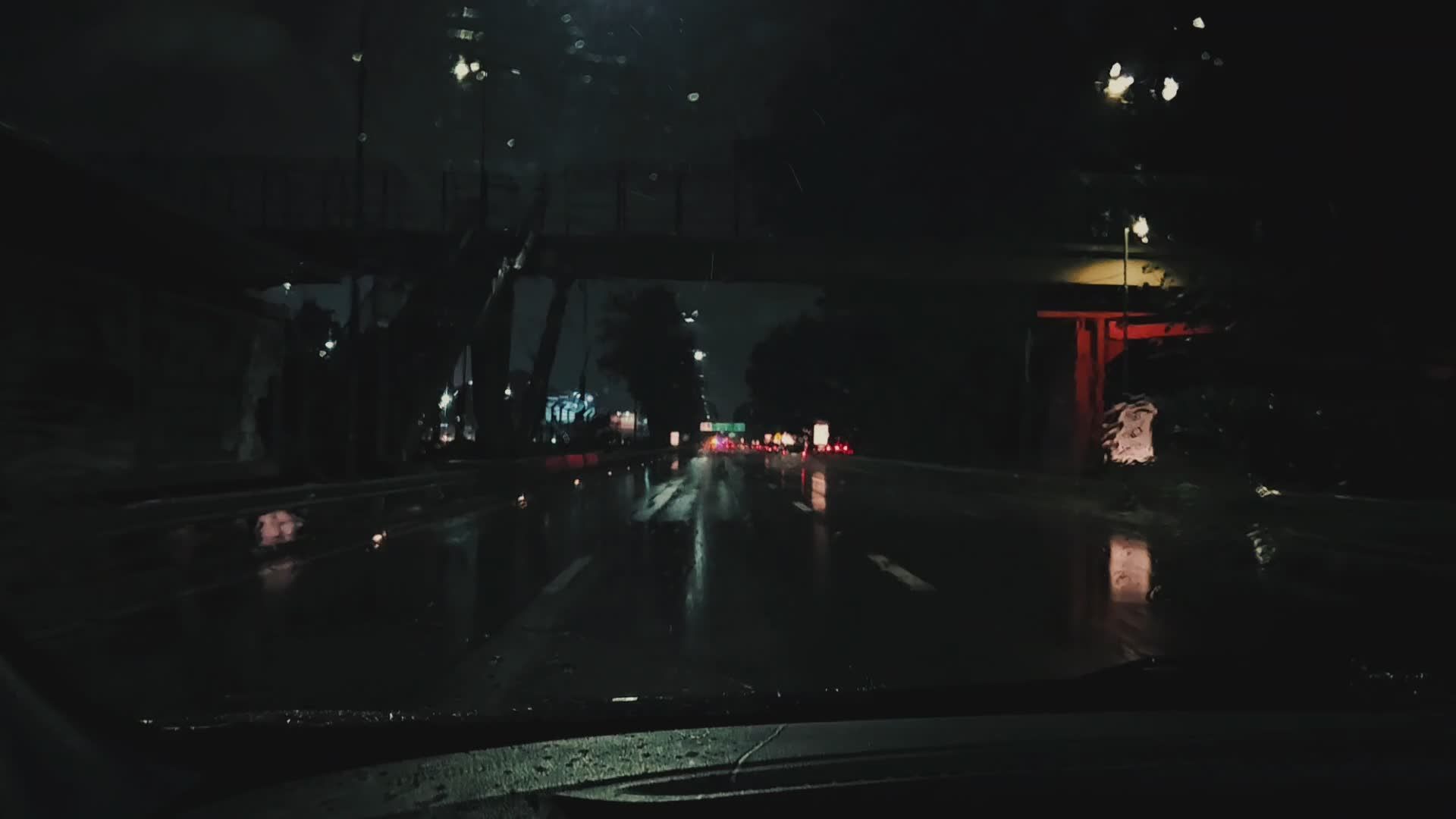 Moody Night Drive in Rainy Urban Setting Free Stock Video Footage ...