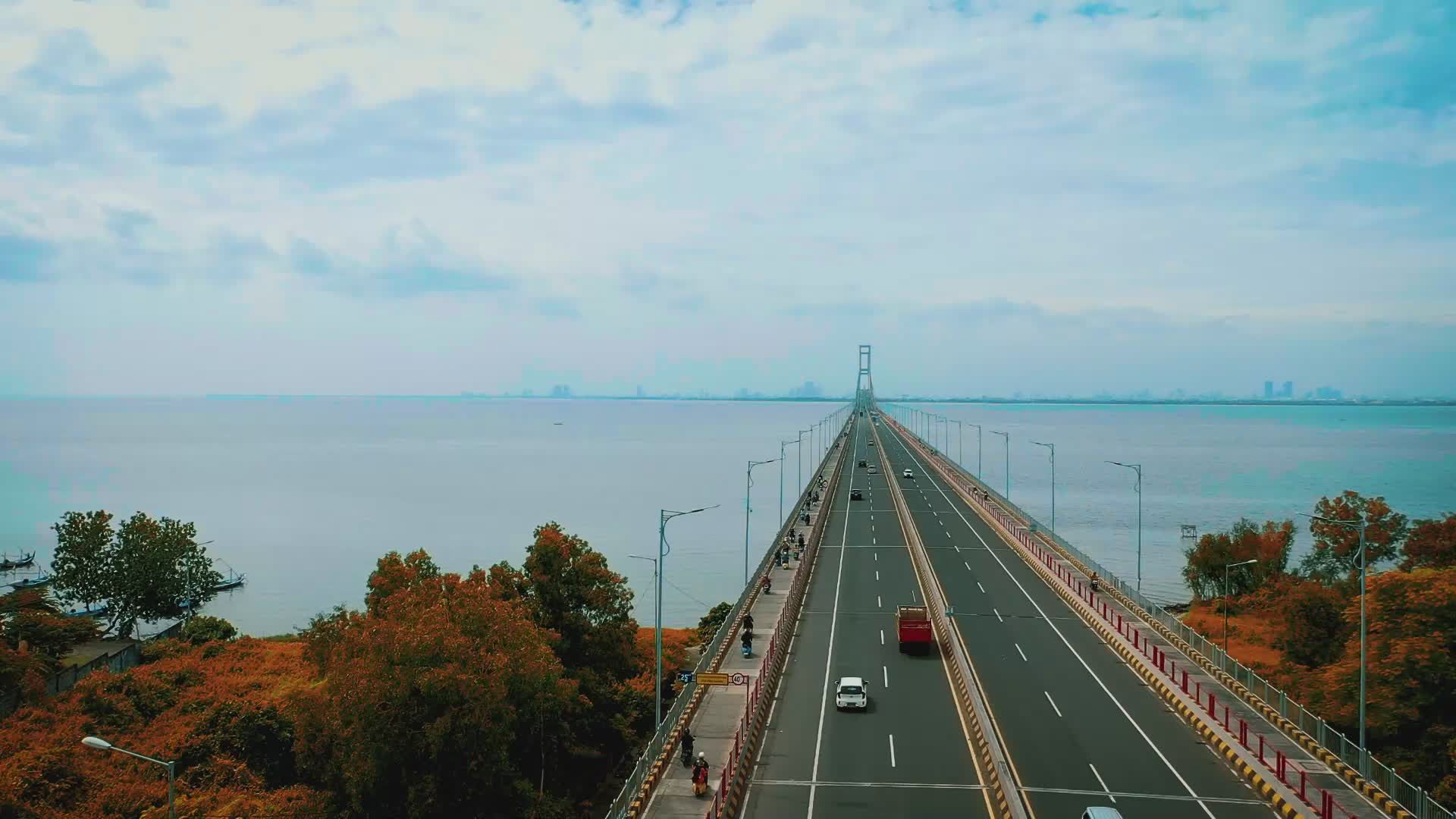 Aerial View of Suramadu Bridge, Indonesia Free Stock Video Footage ...