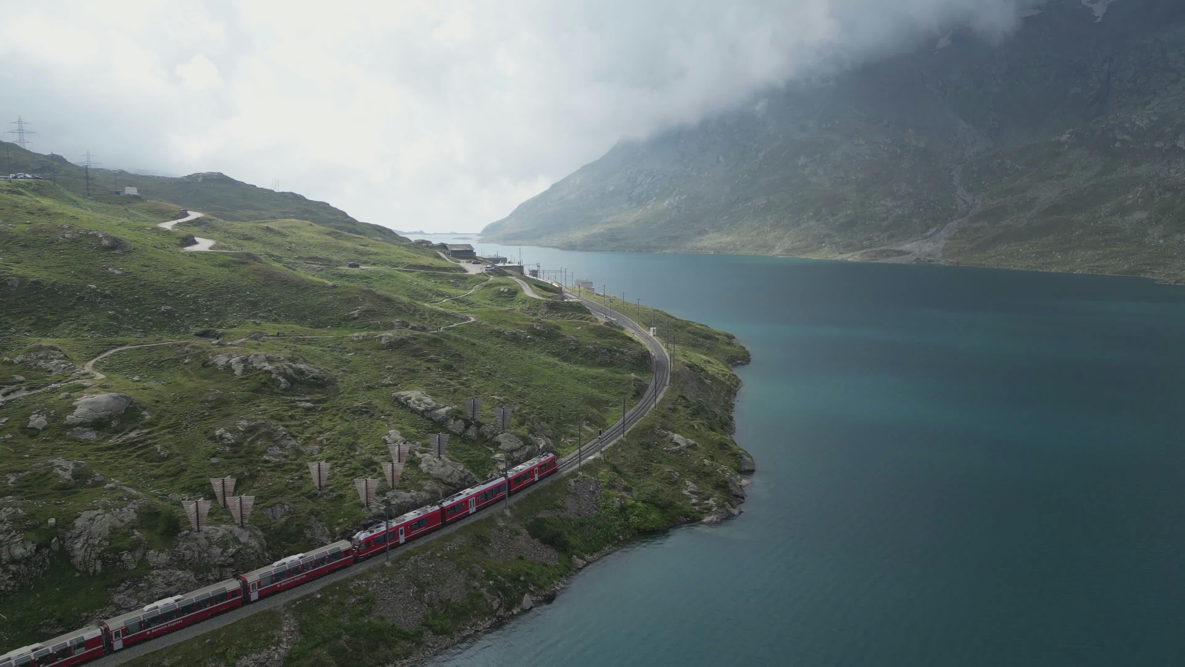 Stunning Alpine Train Journey by Scenic Lake Free Stock Video Footage ...