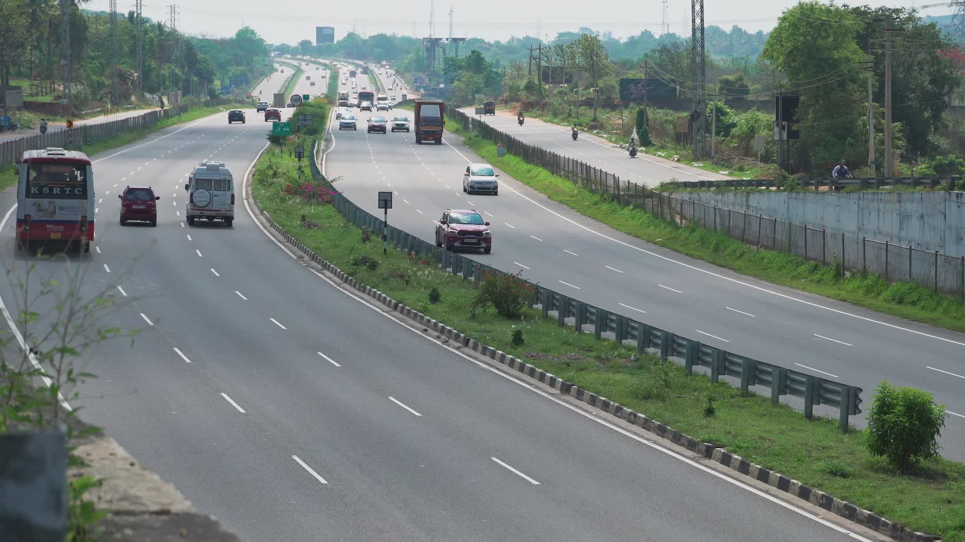 Traffic Flow on Indian Highway: Aerial View Free Stock Video Footage ...