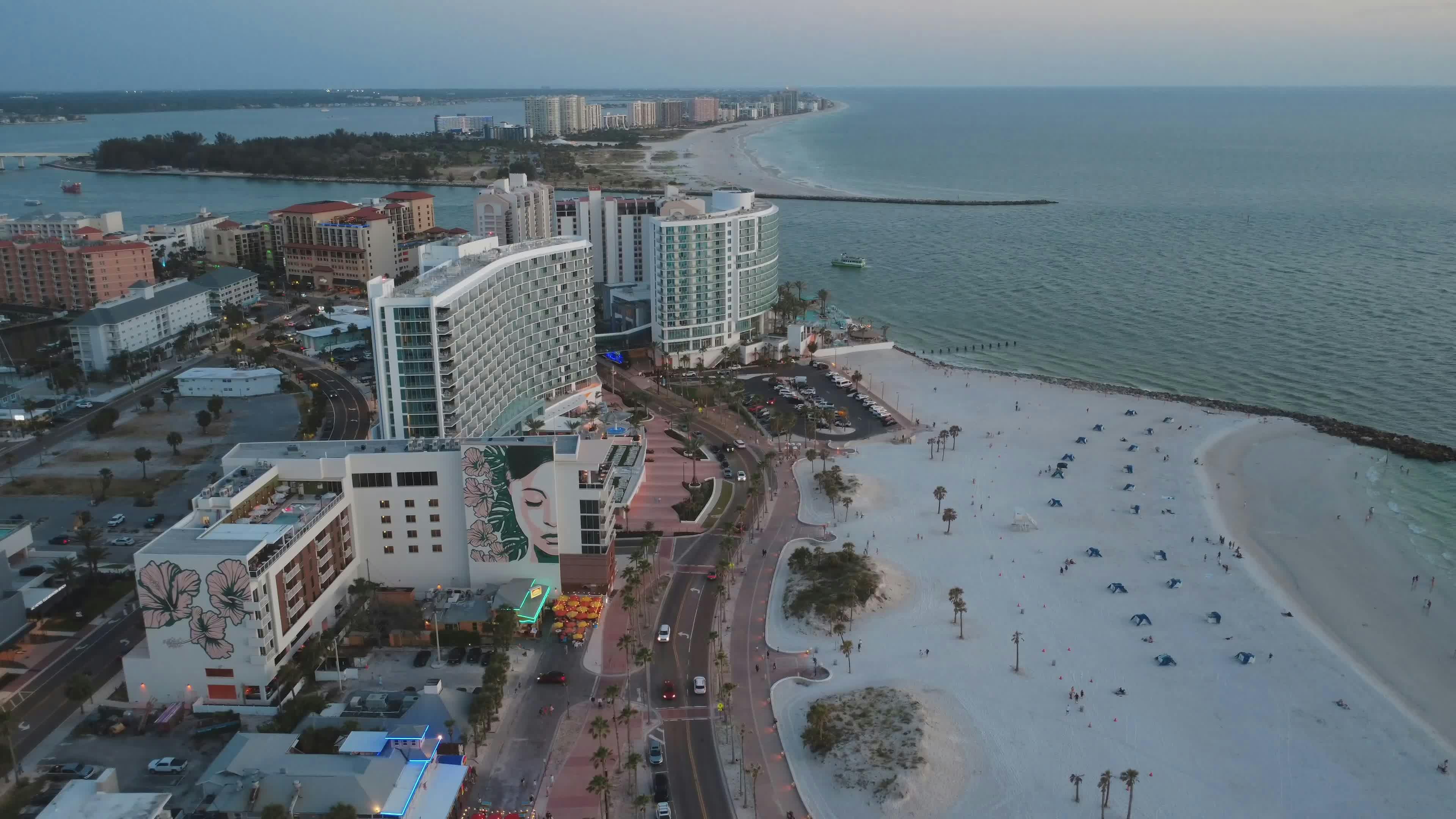 Aerial View of Vibrant Beachfront Cityscape Free Stock Video Footage ...