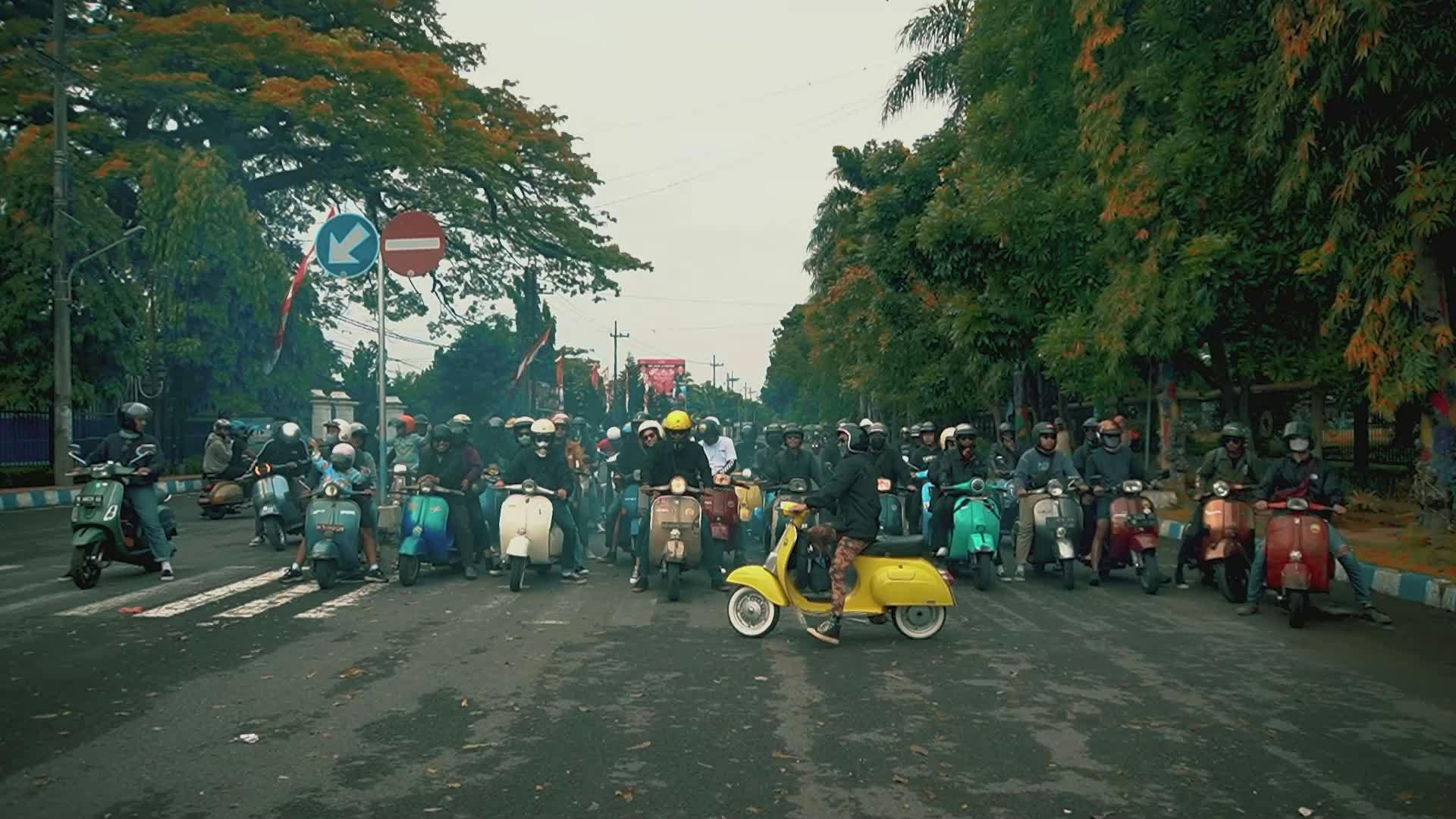 Colorful Scooter Rally in Urban Indonesia Free Stock Video Footage ...