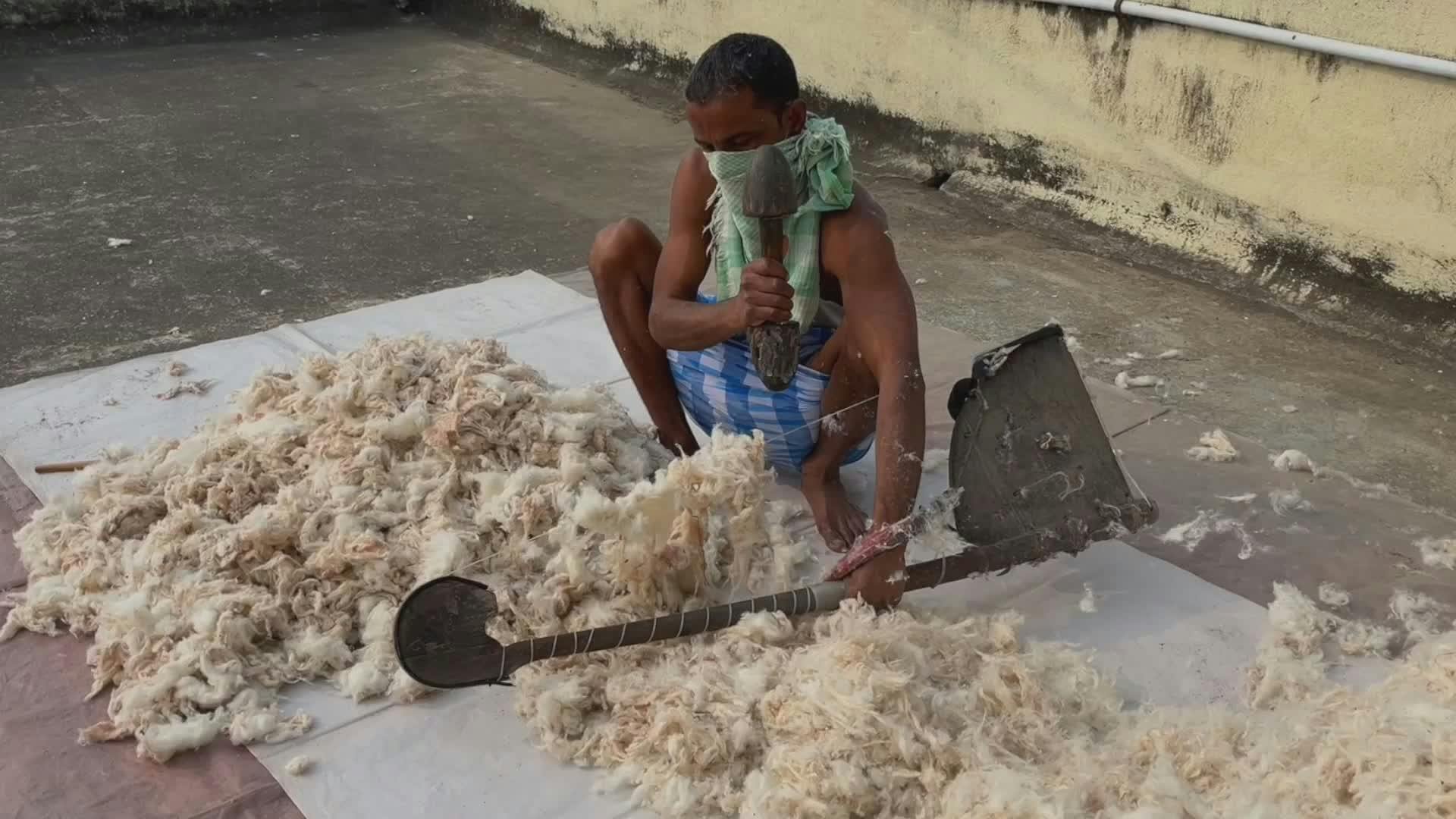 Traditional Cotton Carding in Rural India Free Stock Video Footage ...