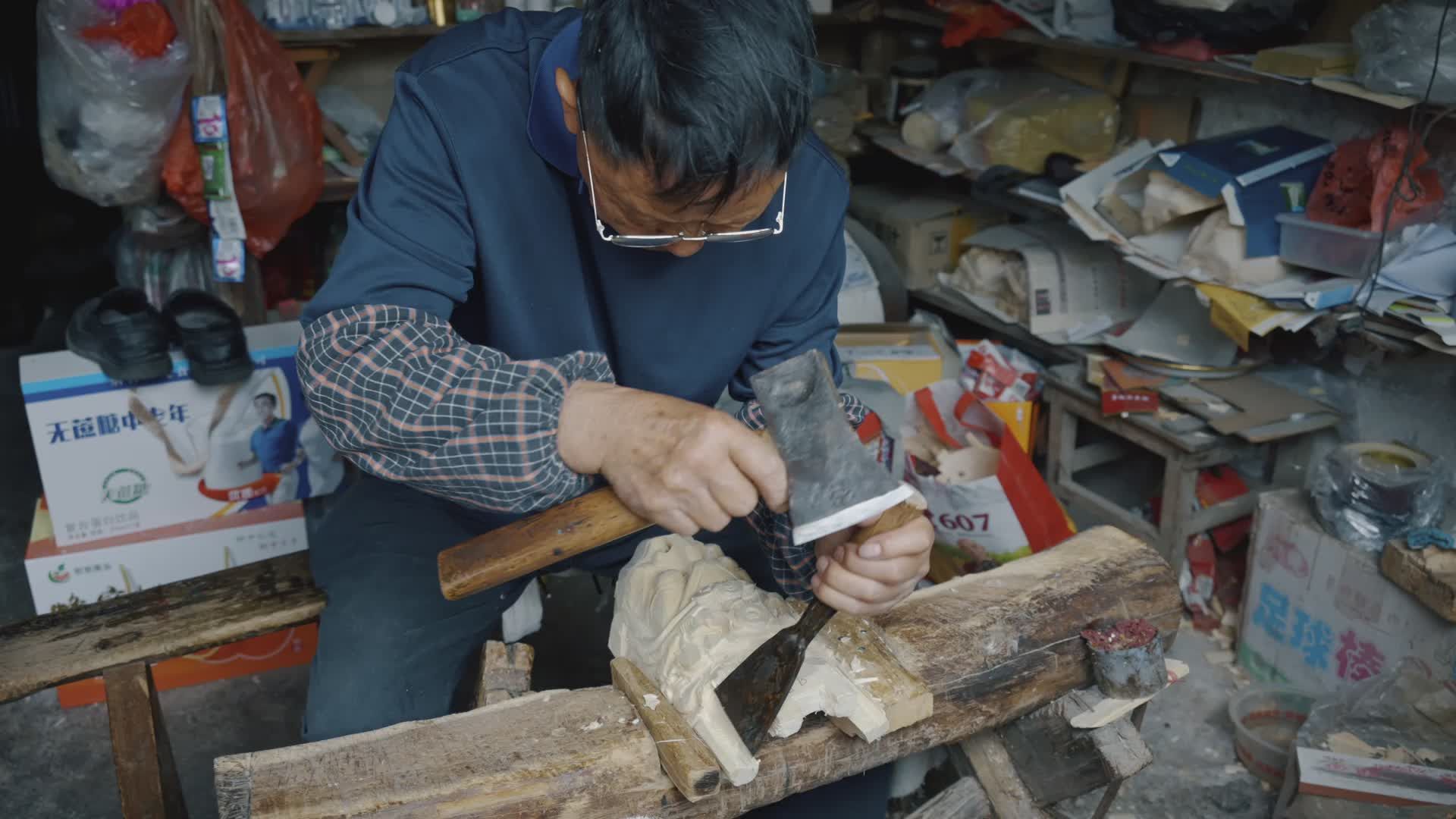 Artisan Wood Carving Workshop Craftsmanship Free Stock Video Footage ...