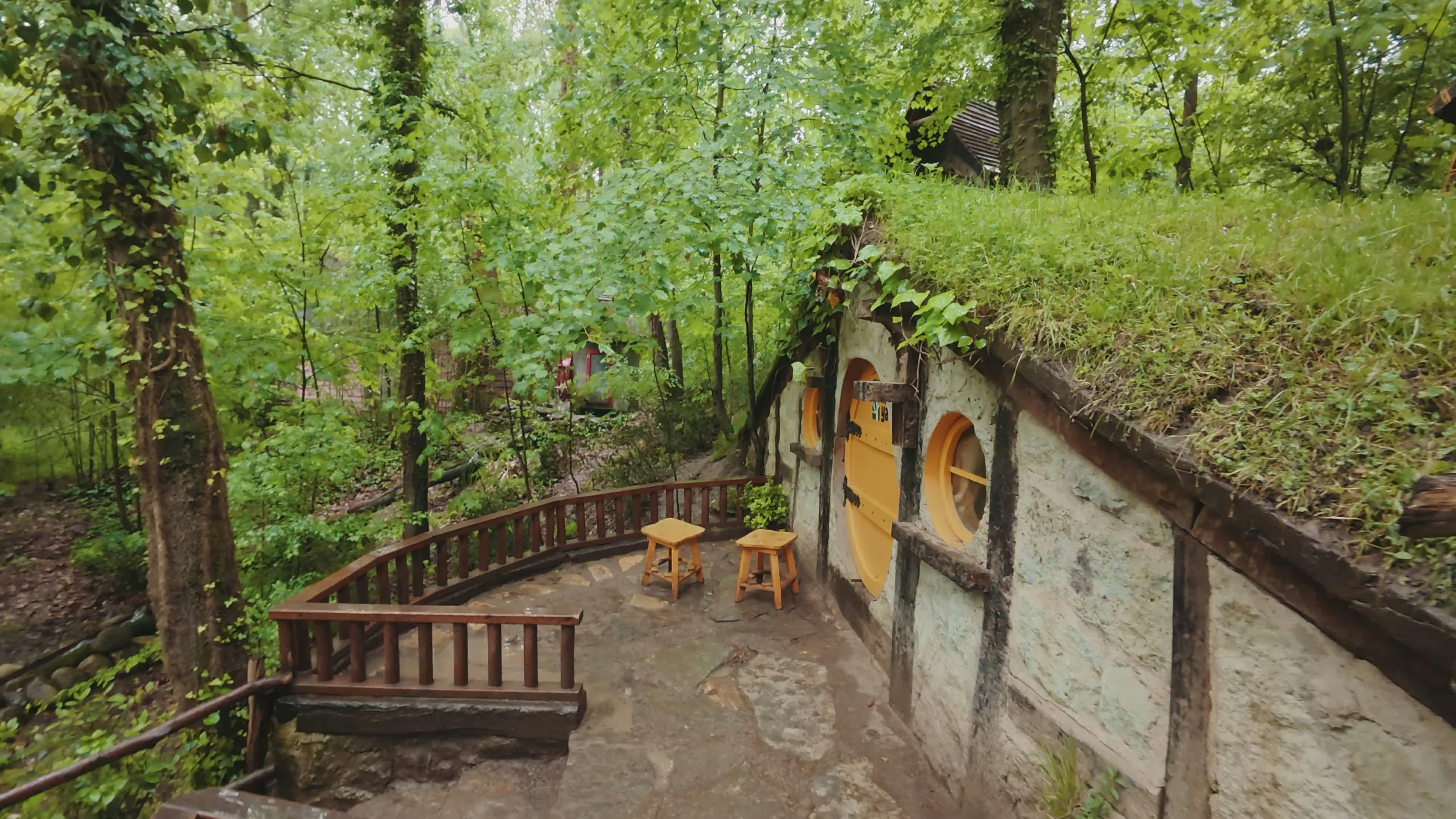 Rustic Hobbit House in Enchanting Forest Setting Free Stock Video ...