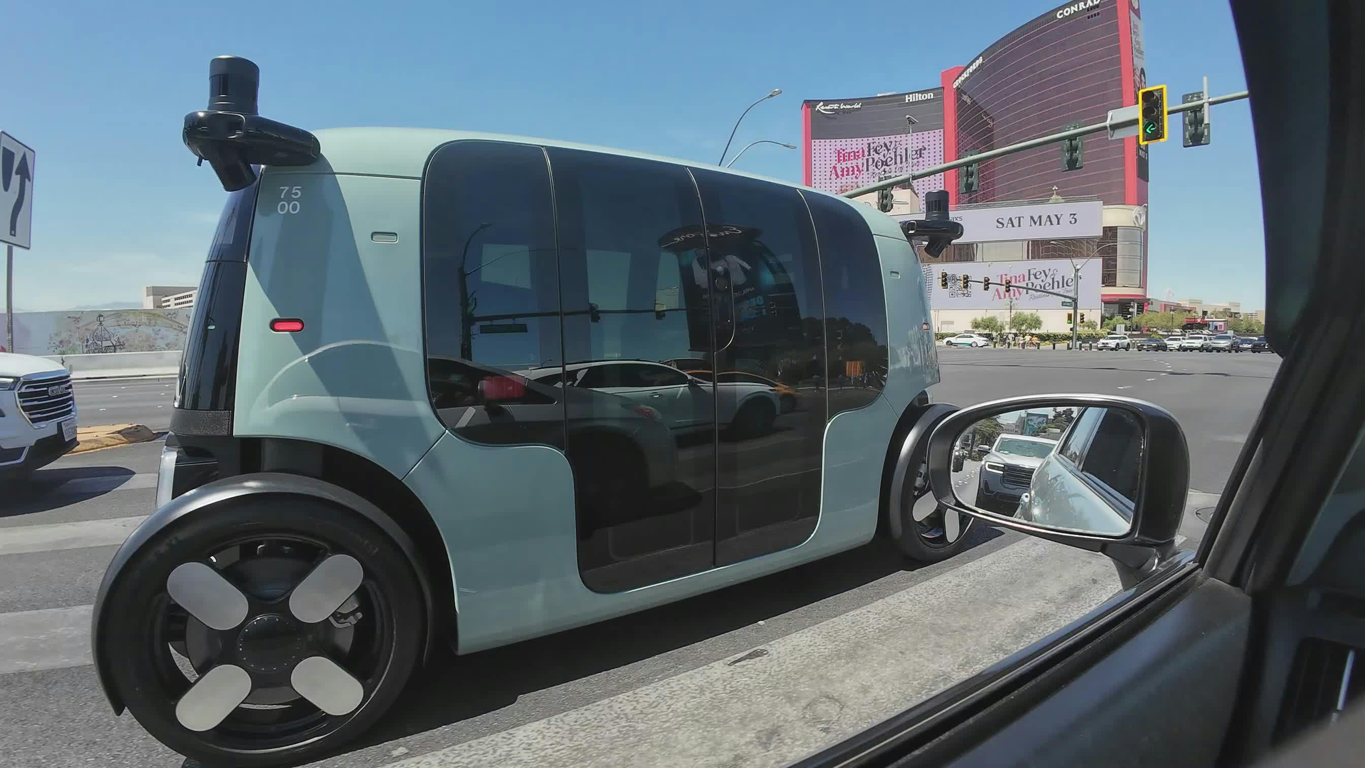 Autonomous Vehicle Driving in Las Vegas Cityscape Free Stock Video ...