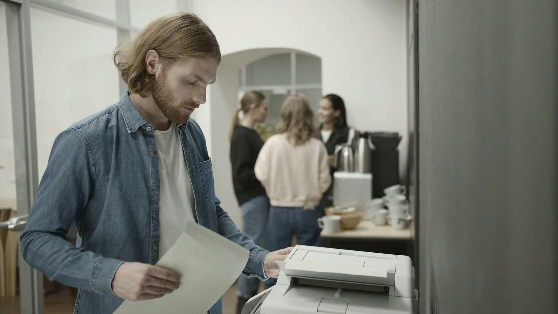 Man Using A Copying Machine In The Office Free Stock Video Footage ...
