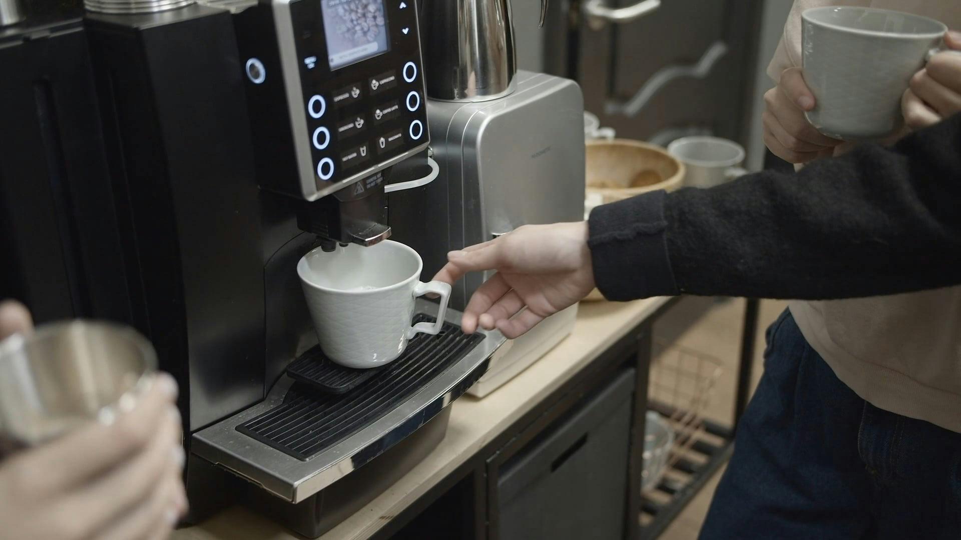 Having Milk From A Multi-drink Dispenser Machine Free Stock Video ...