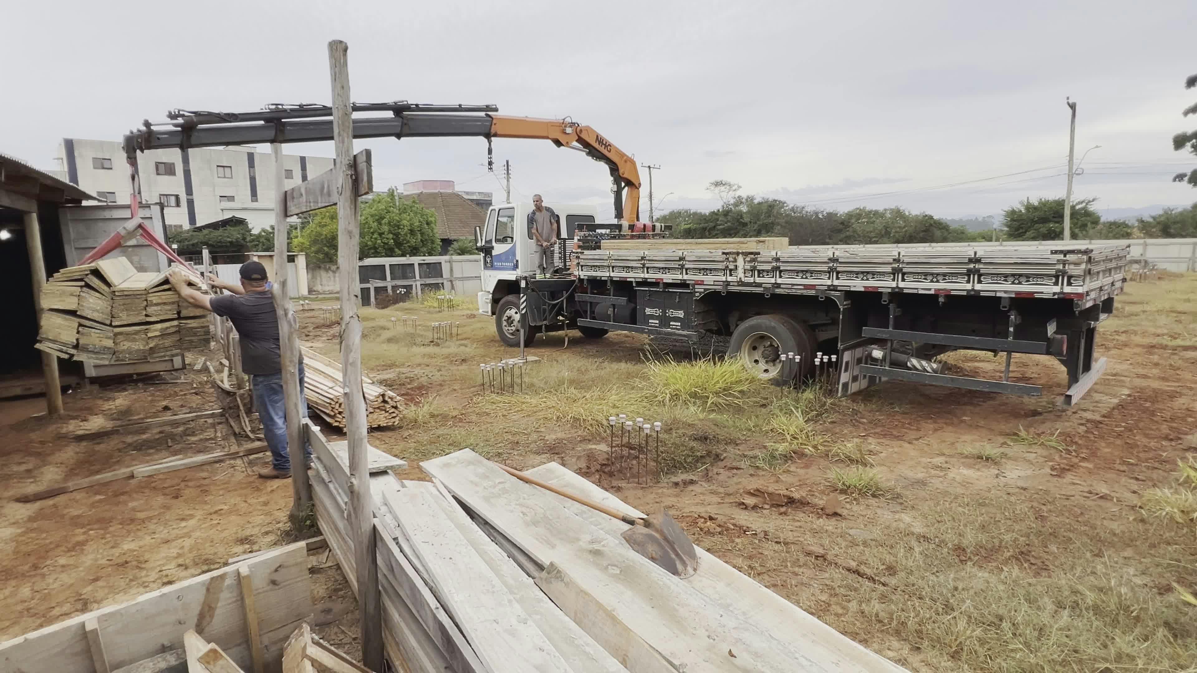 Loading Timber onto Truck with Crane Free Stock Video Footage, Royalty ...