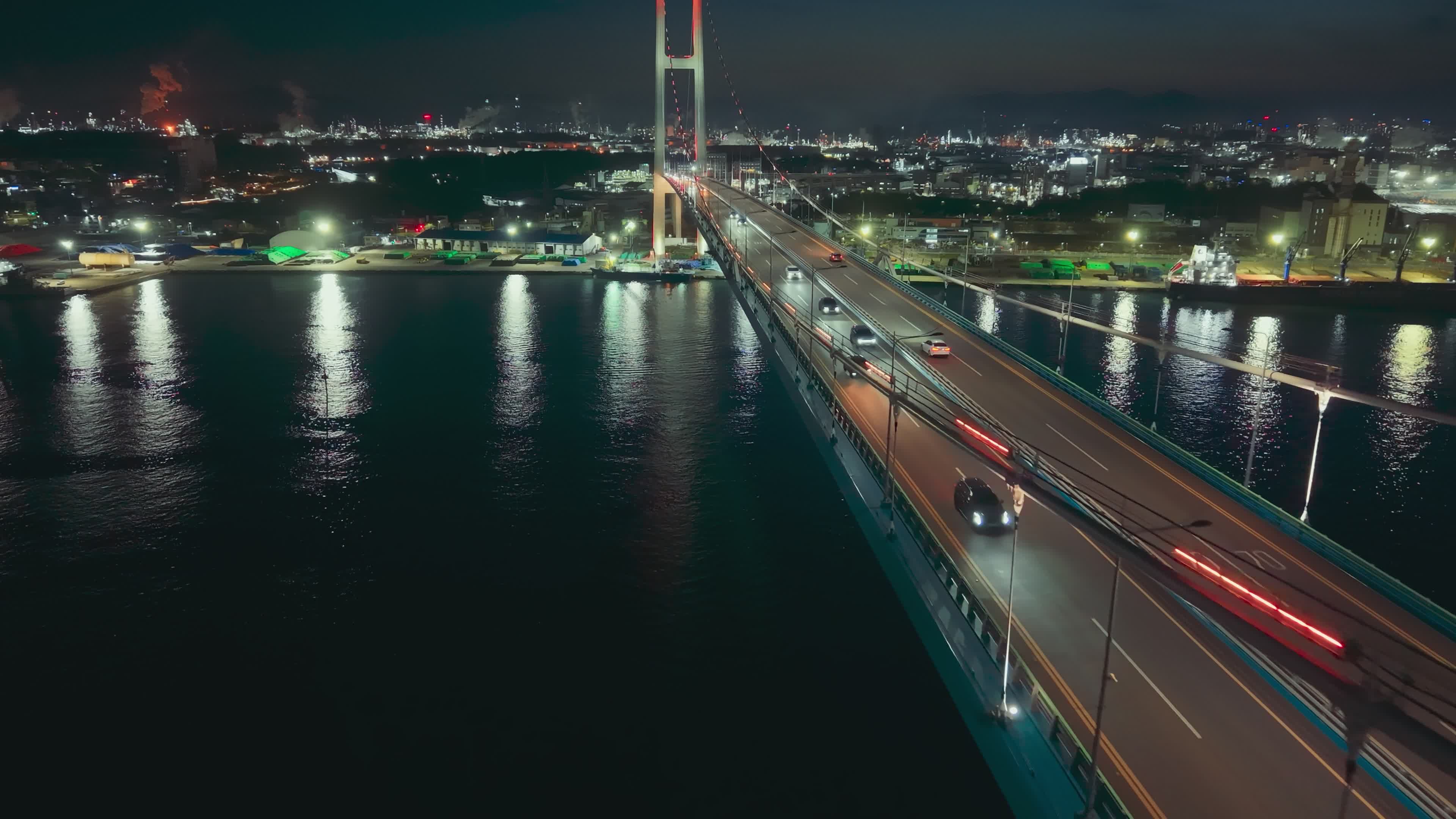 Aerial View of Ulsan Bridge at Sunset Free Stock Video Footage, Royalty ...