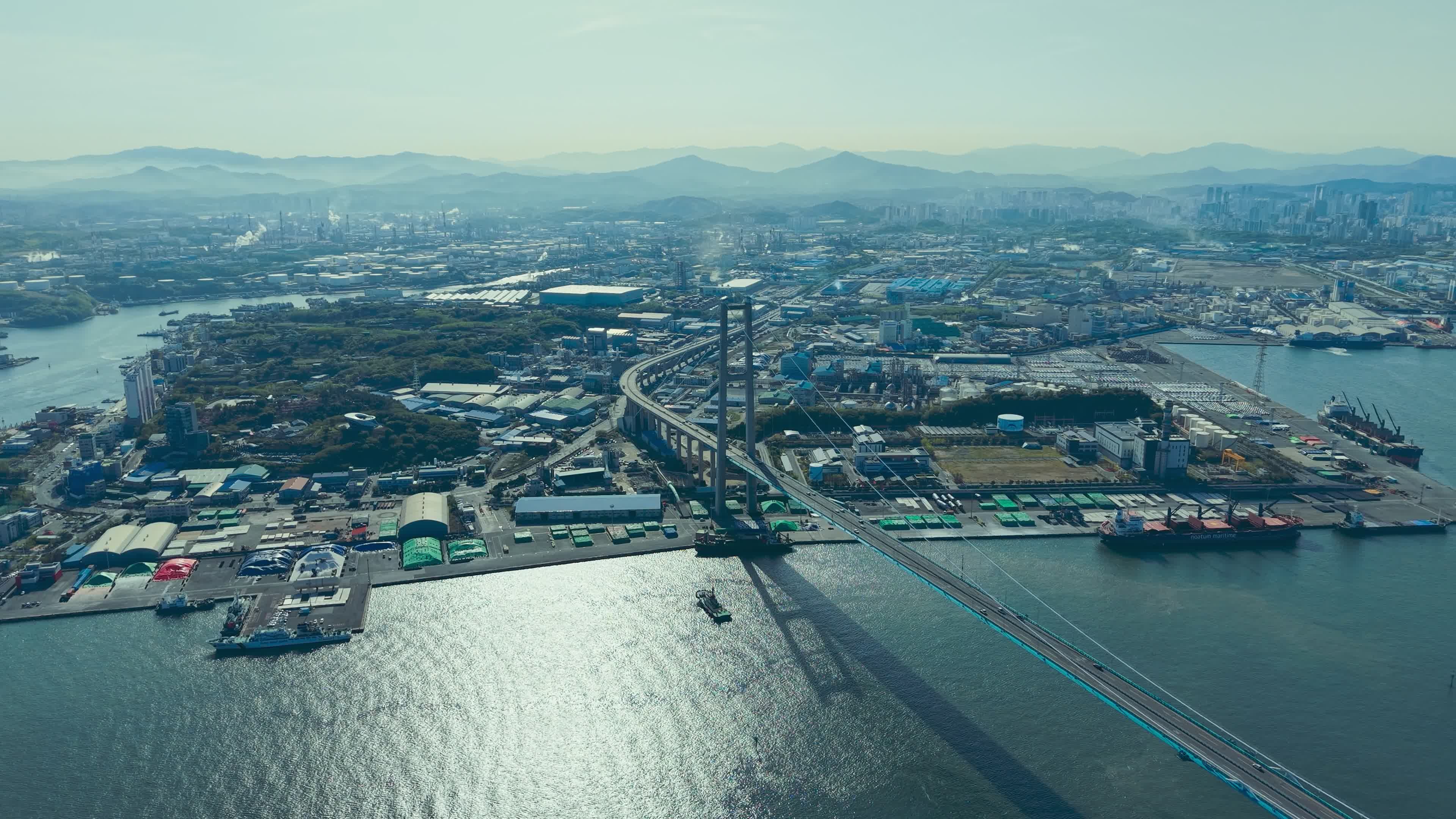 Ulsan Bridge Aerial View at Daytime Free Stock Video Footage, Royalty ...