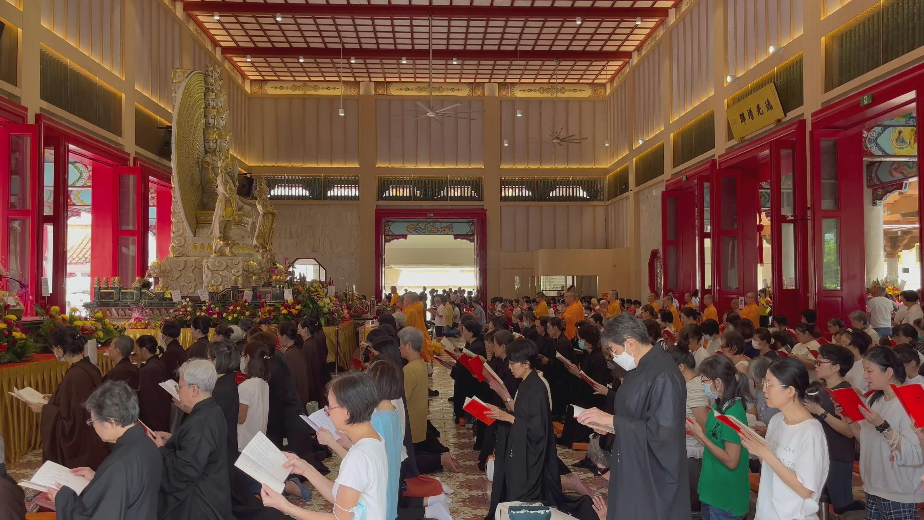 Large Buddhist Gathering in Grand Temple Ceremony Free Stock Video ...