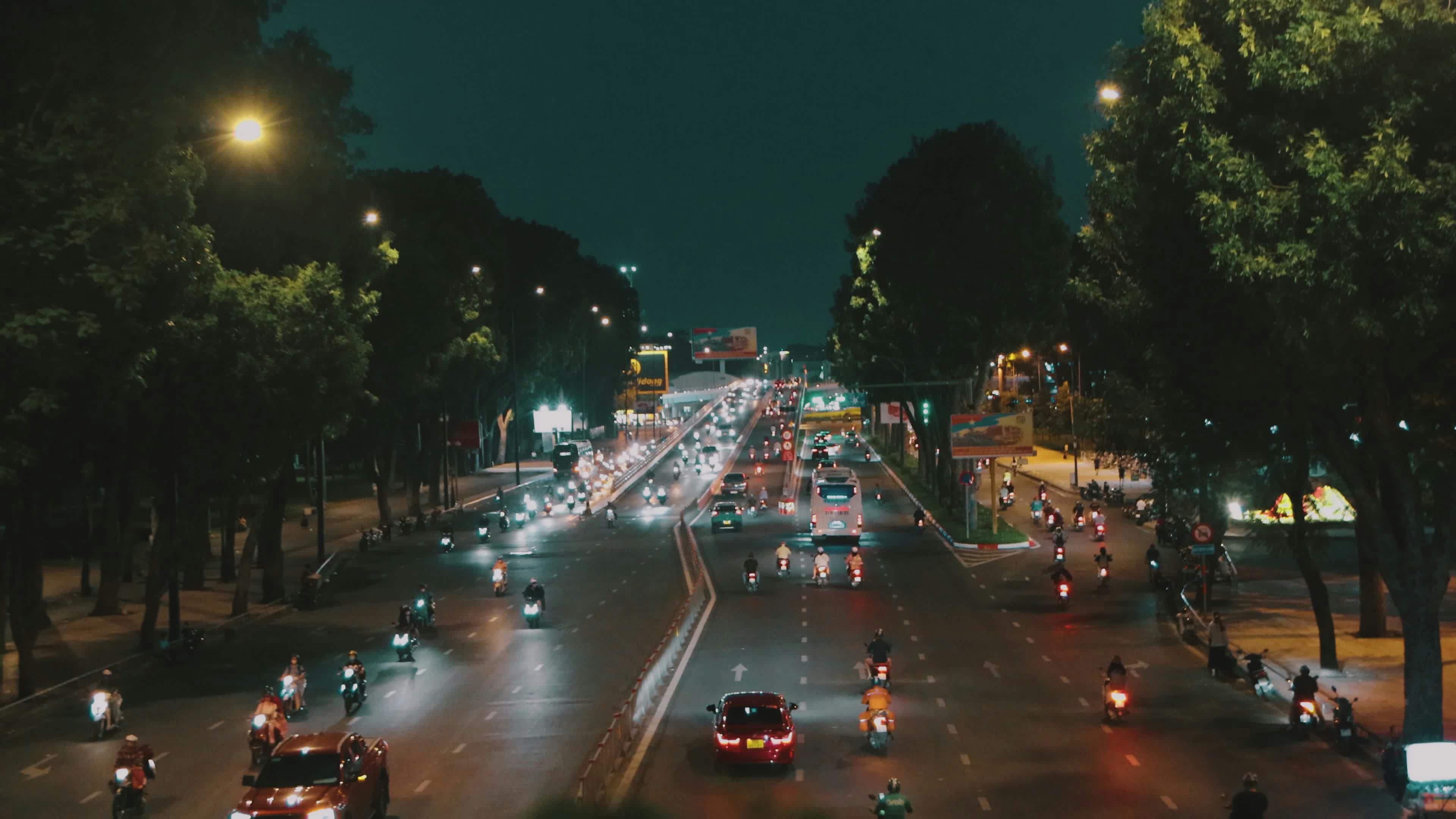 Vibrant Night Traffic on Busy City Boulevard Free Stock Video Footage ...