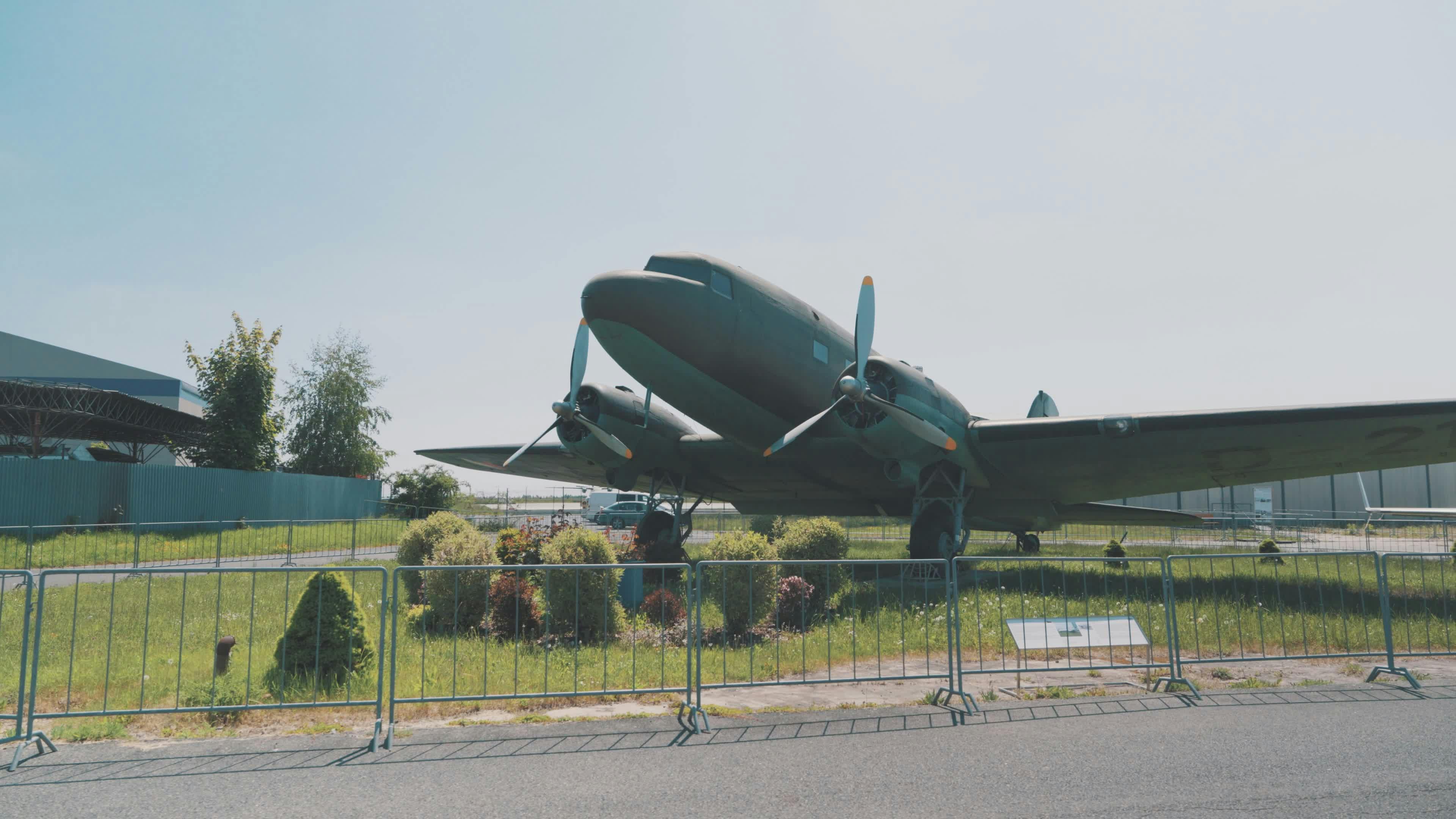 Historic Airplane on Display Under Clear Sky Free Stock Video Footage ...