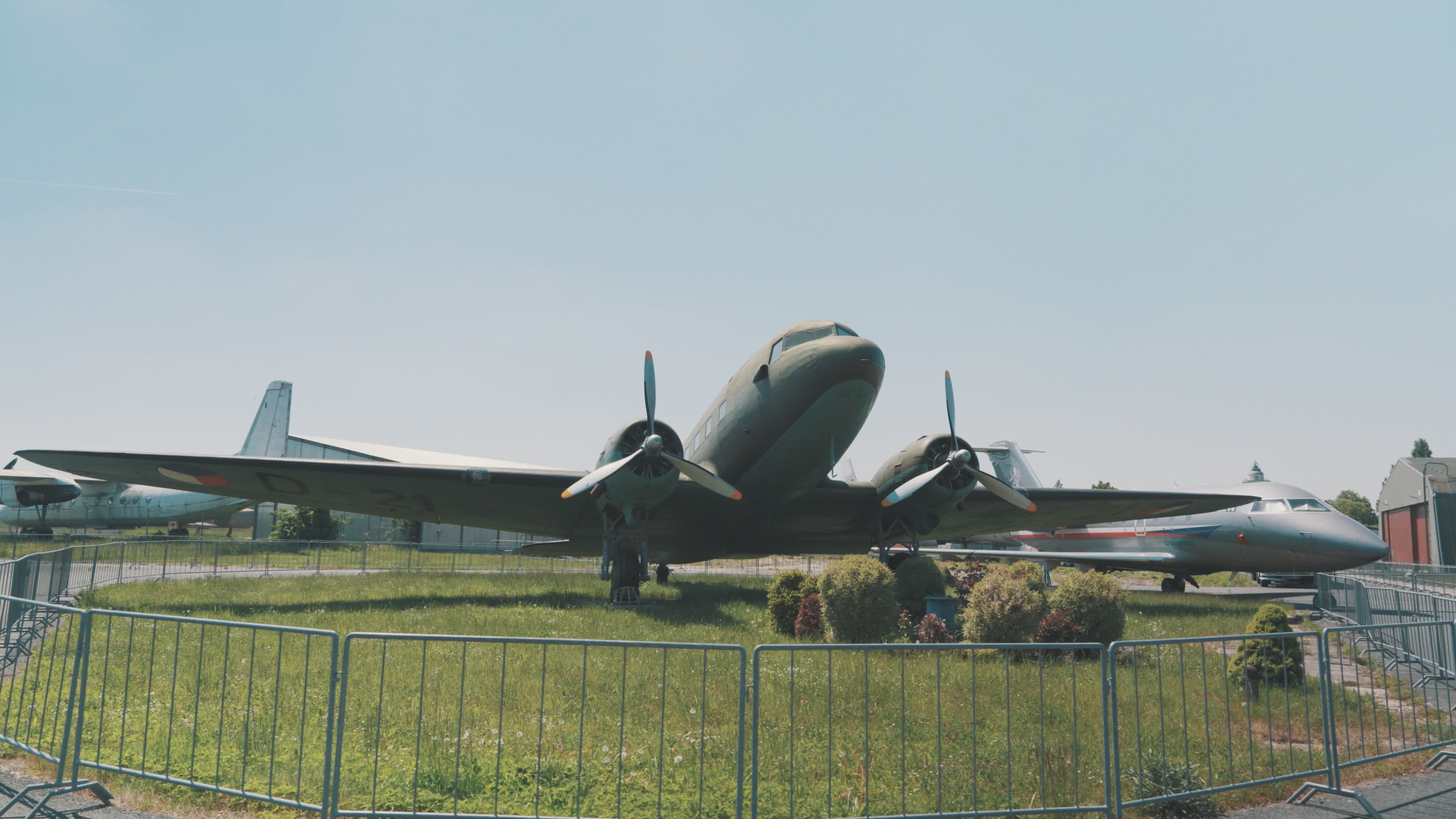 Vintage Aircraft Display in Outdoor Museum Free Stock Video Footage ...
