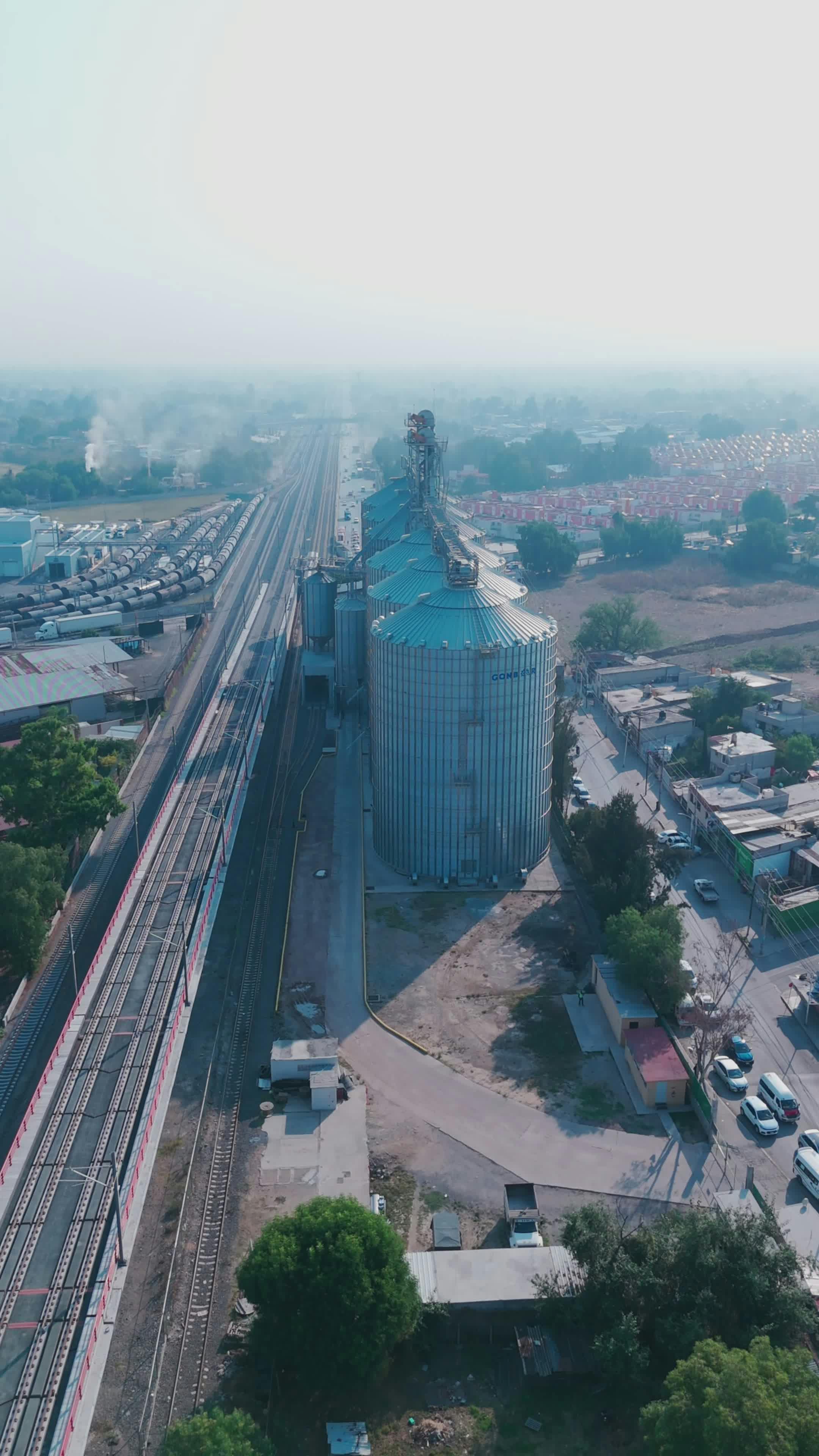 Aerial View of Silos and Railroad in Mexico Free Stock Video Footage ...