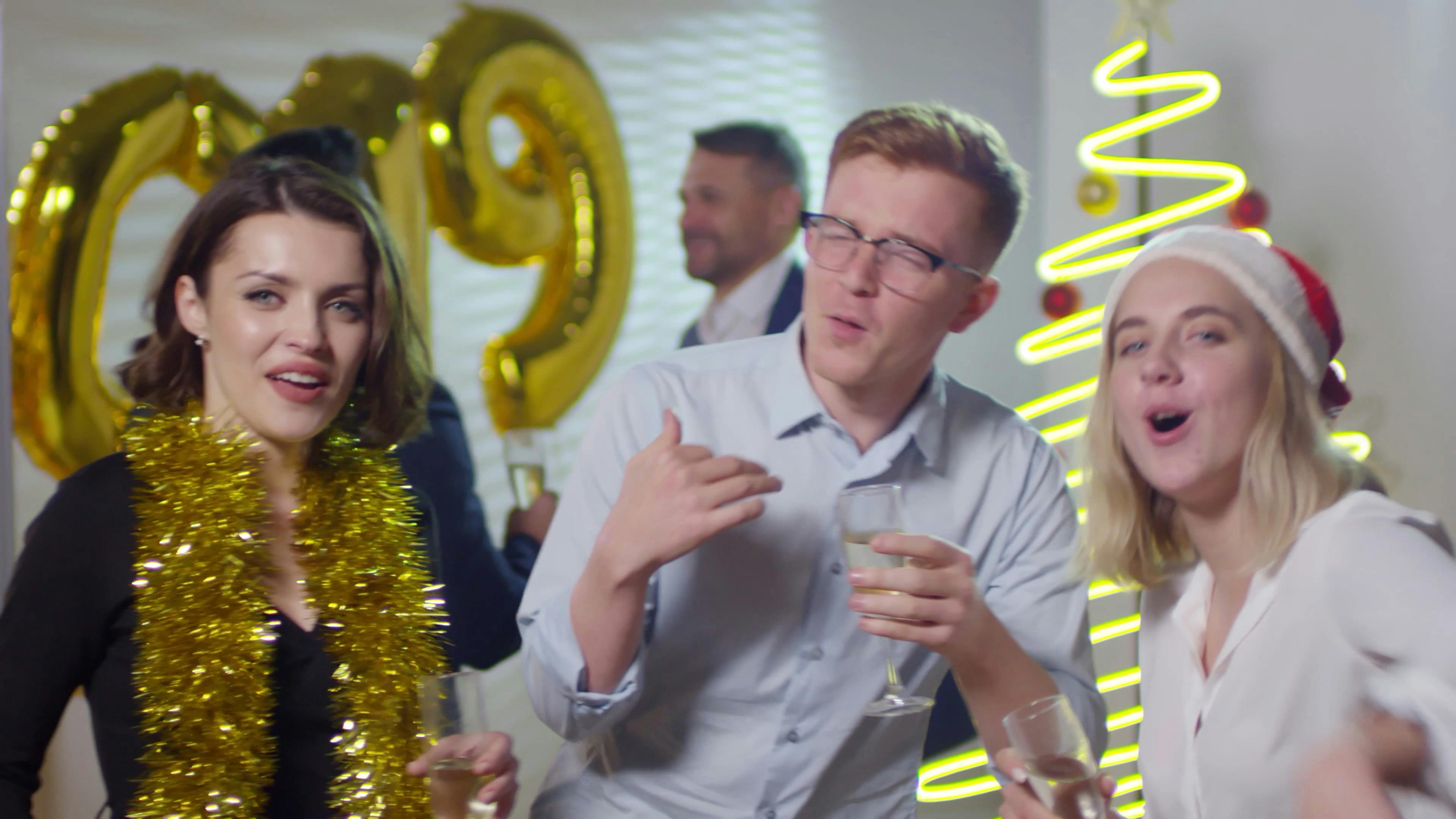 Employees Of a Company Celebrating a Year End Party · Free Stock Video