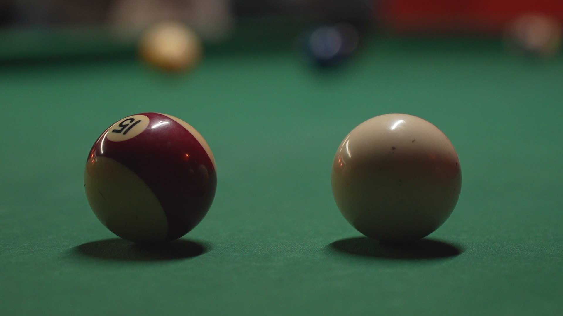 Classic Billiards Shot with Pool Balls in Focus Free Stock Video ...