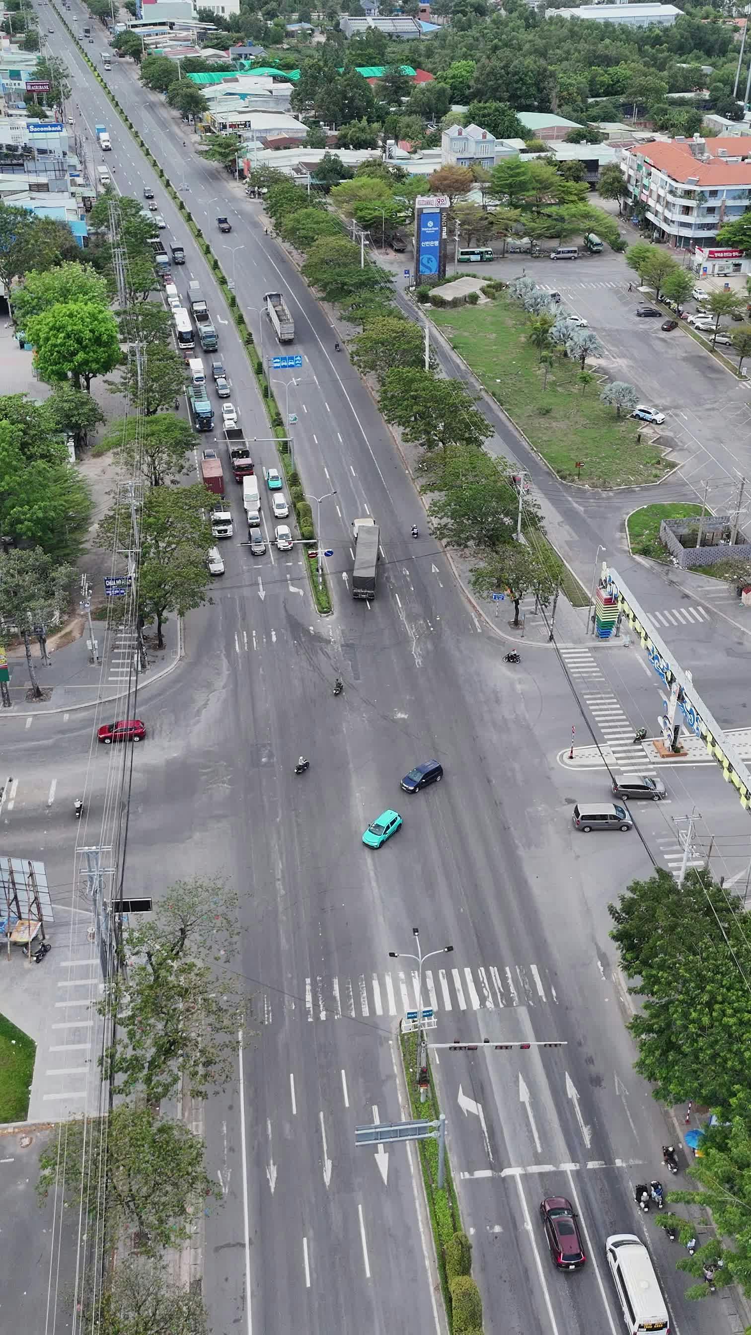 Aerial View of Busy Urban Traffic Intersection Free Stock Video Footage ...