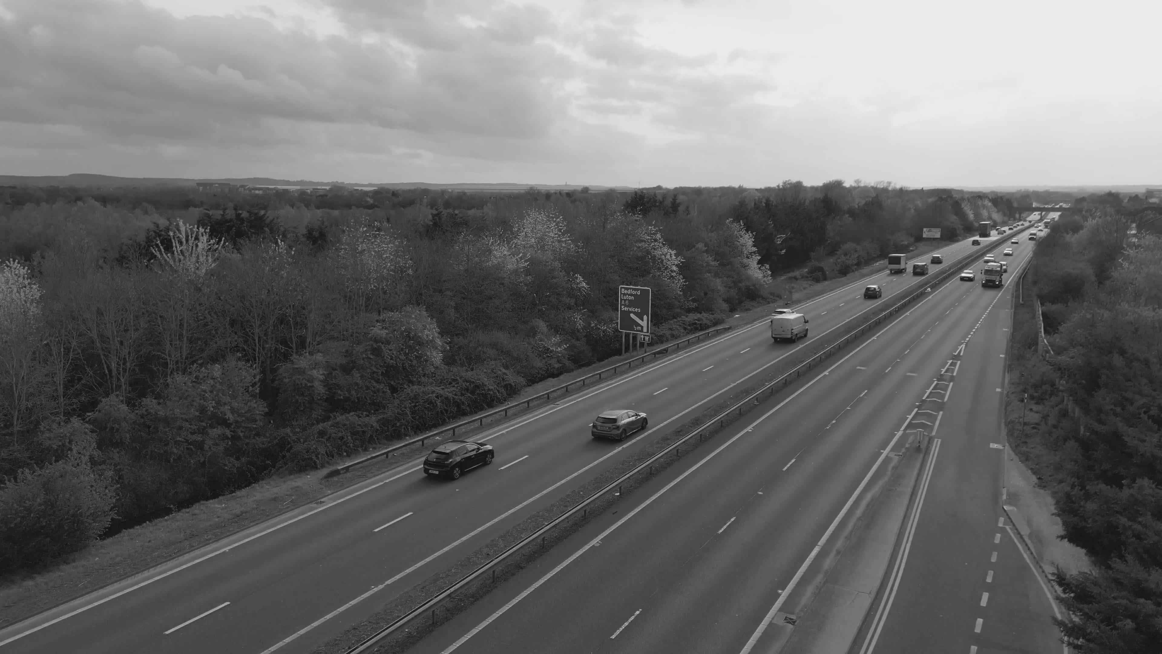 Aerial View of Busy Highway Traffic Free Stock Video Footage, Royalty ...