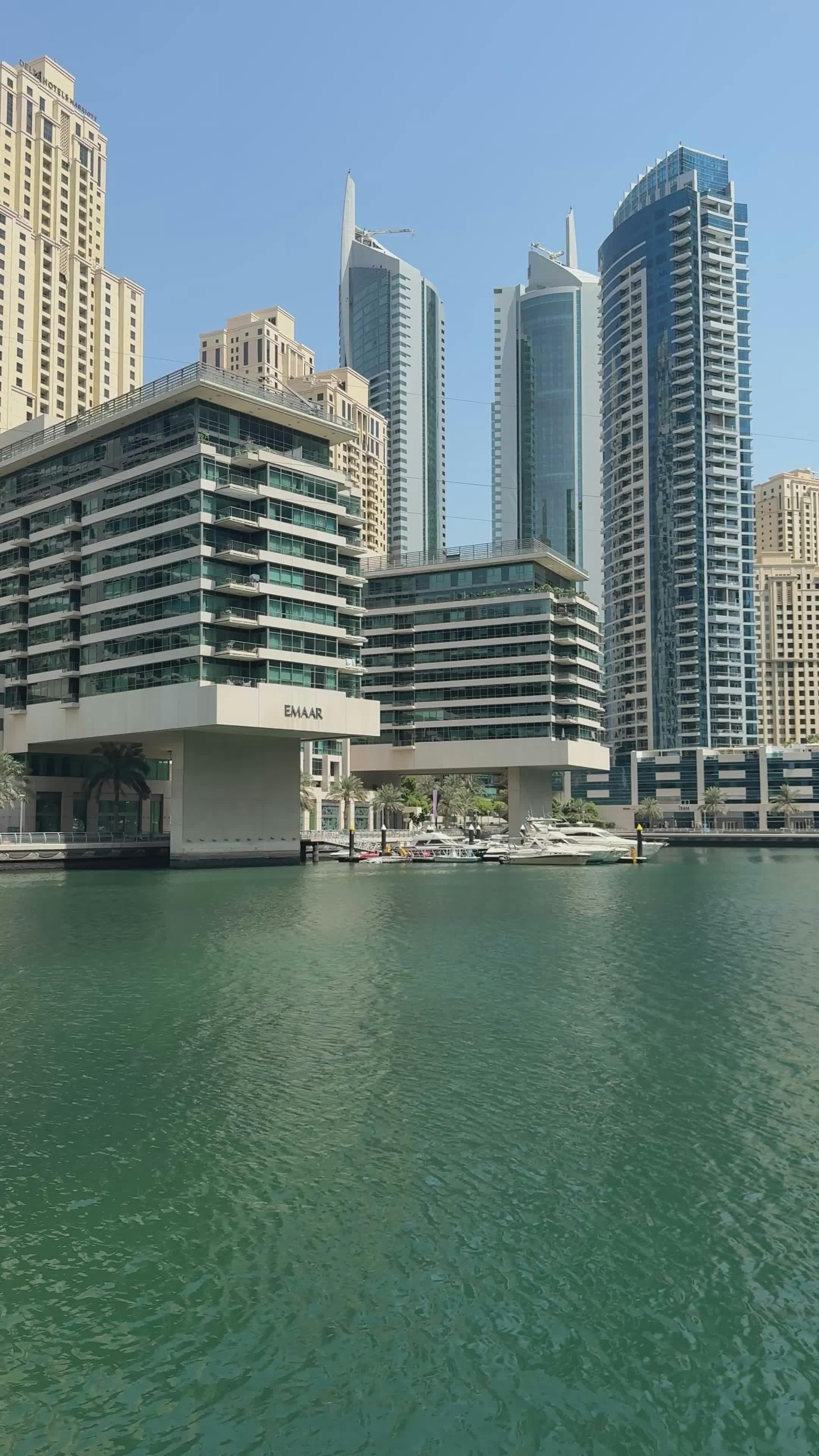 Dubai Marina Skyscrapers and Yachts Free Stock Video Footage, Royalty ...