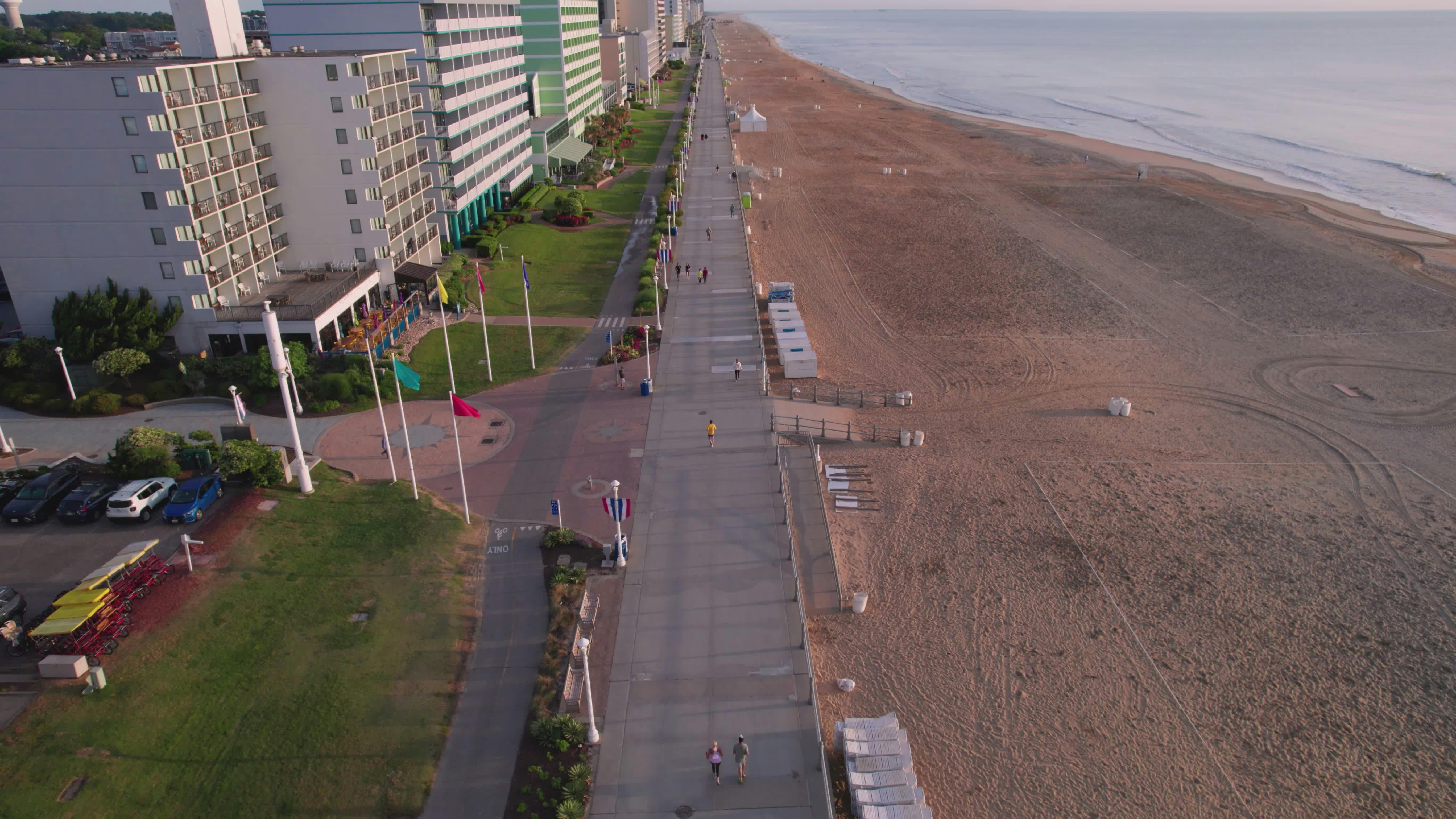 Aerial View of a Vibrant Beachfront Promenade Free Stock Video Footage ...