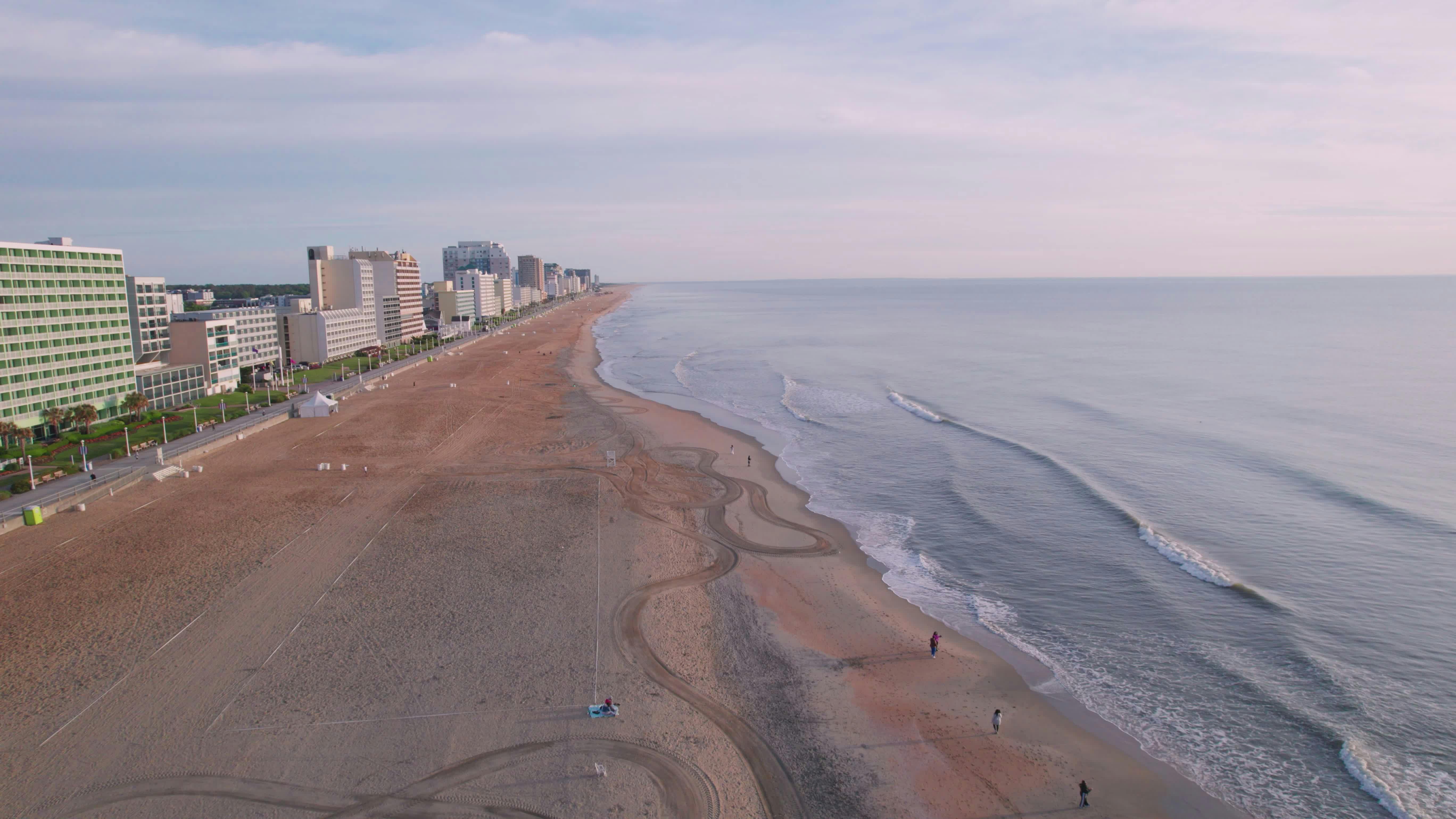 Aerial View of Beachfront at Sunrise Free Stock Video Footage, Royalty ...