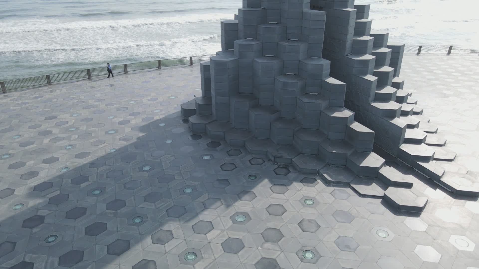 Aerial View of Modern Coastal Sculpture Free Stock Video Footage ...