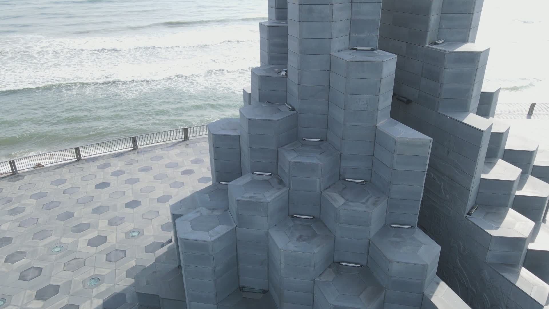 Modern Coastal Hexagonal Structure by the Sea Free Stock Video Footage ...