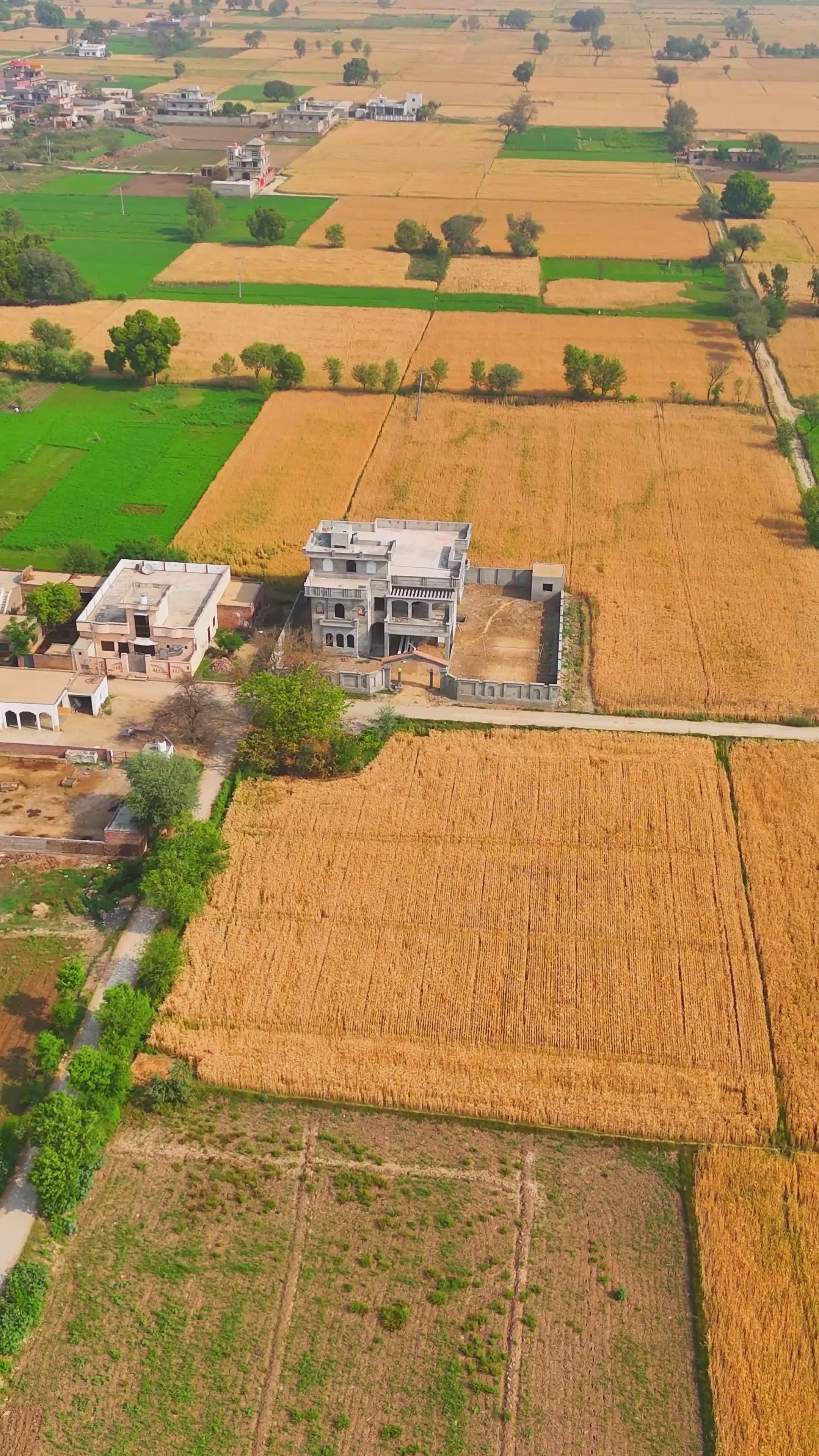 Aerial View of Rural Fields and Village Scenery Free Stock Video ...