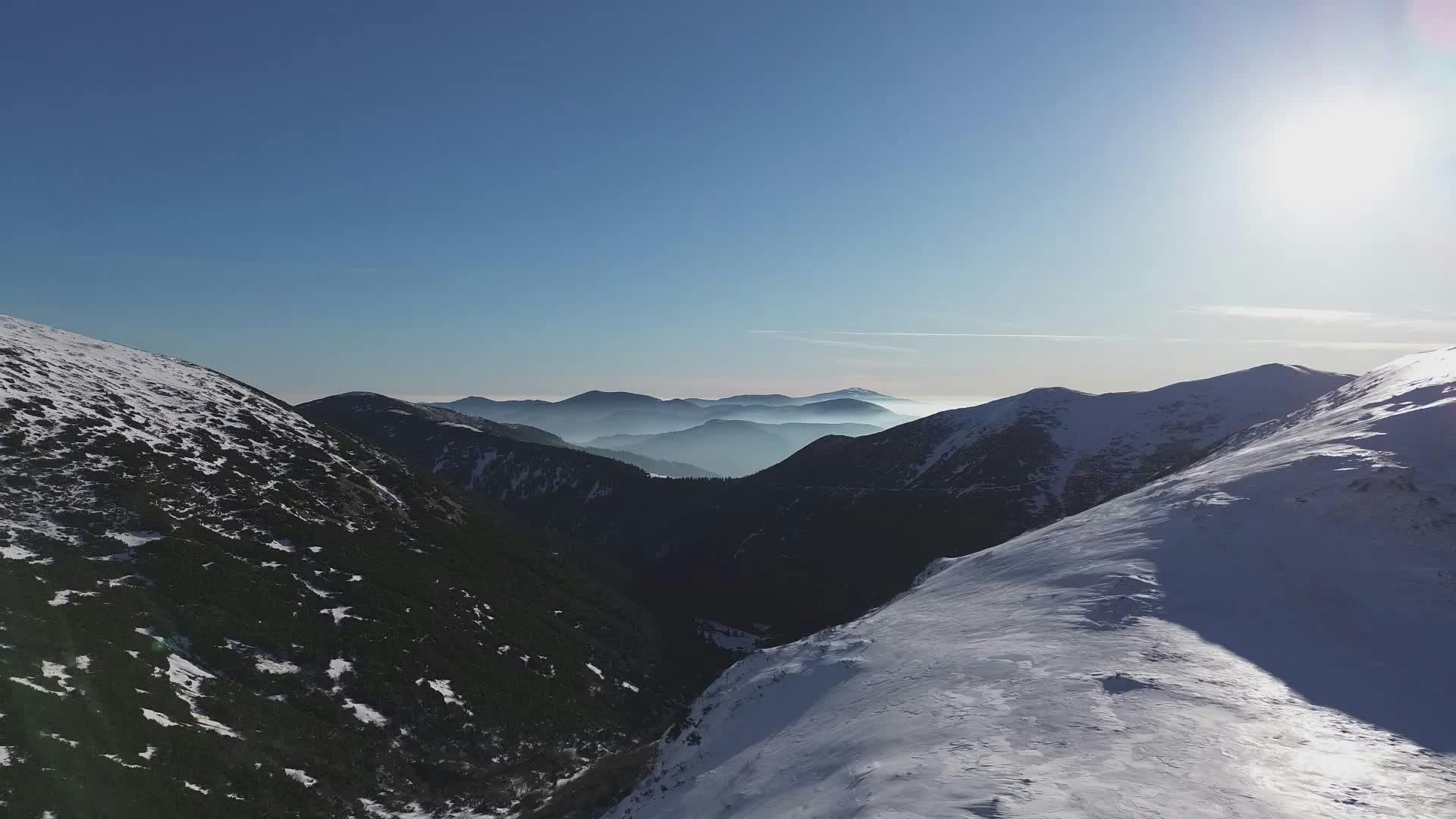 Drone Flight Over Snowy Mountains in Low Tatras Free Stock Video ...