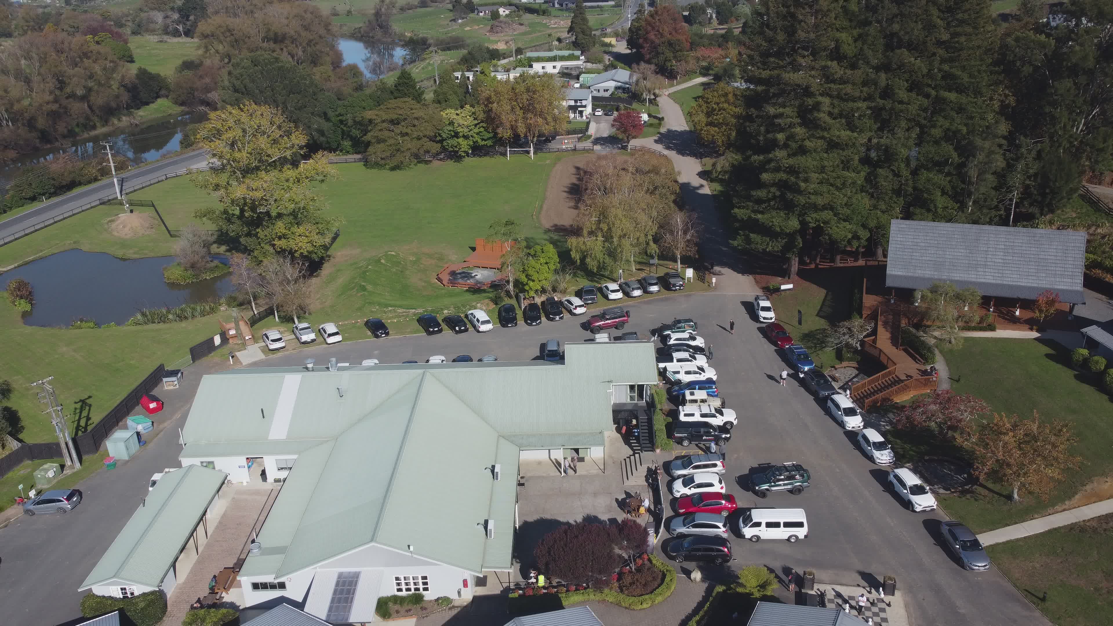 Aerial View of Busy Countryside Parking Lot Free Stock Video Footage ...