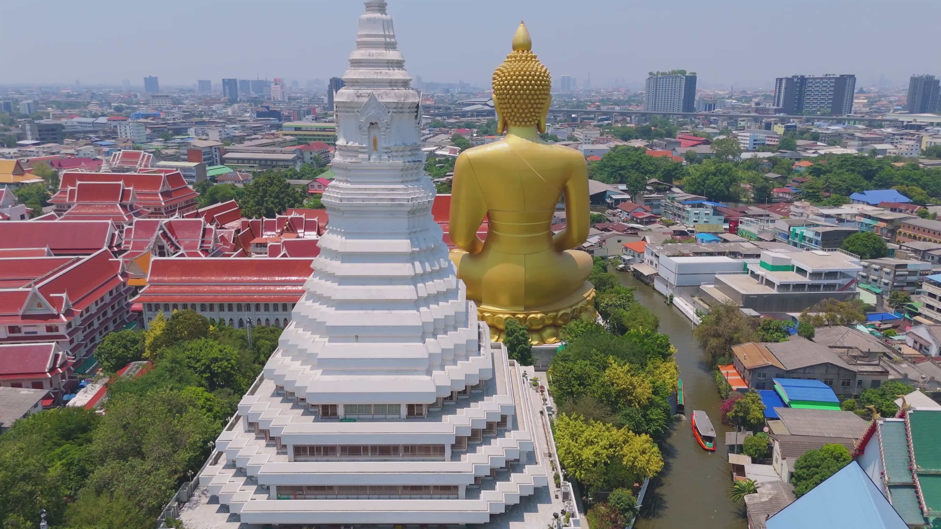 Aerial View of Wat Paknam Bhasicharoen in Bangkok Free Stock Video ...