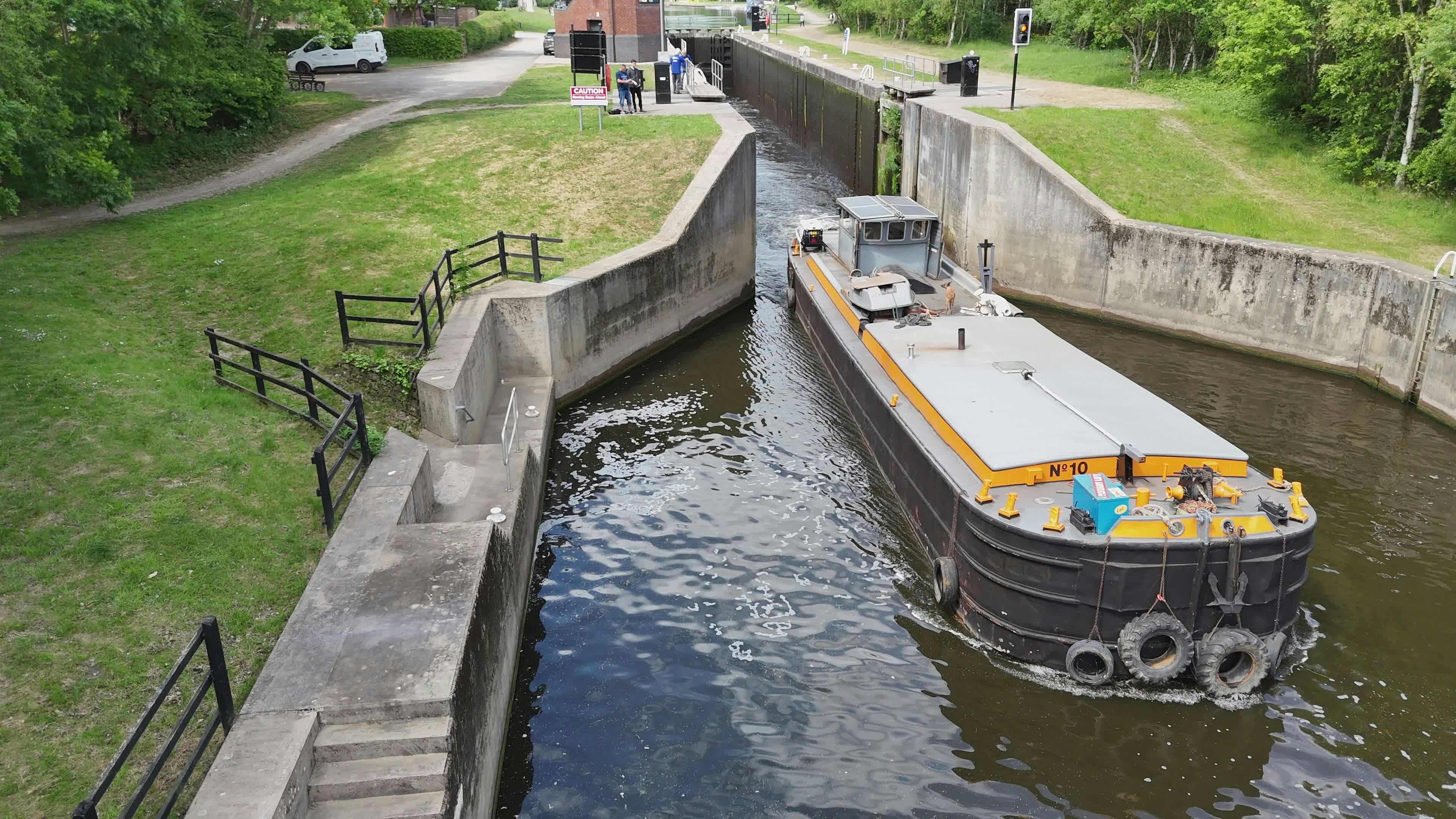 Historic Canal Barge Passing Through Lock Free Stock Video Footage ...