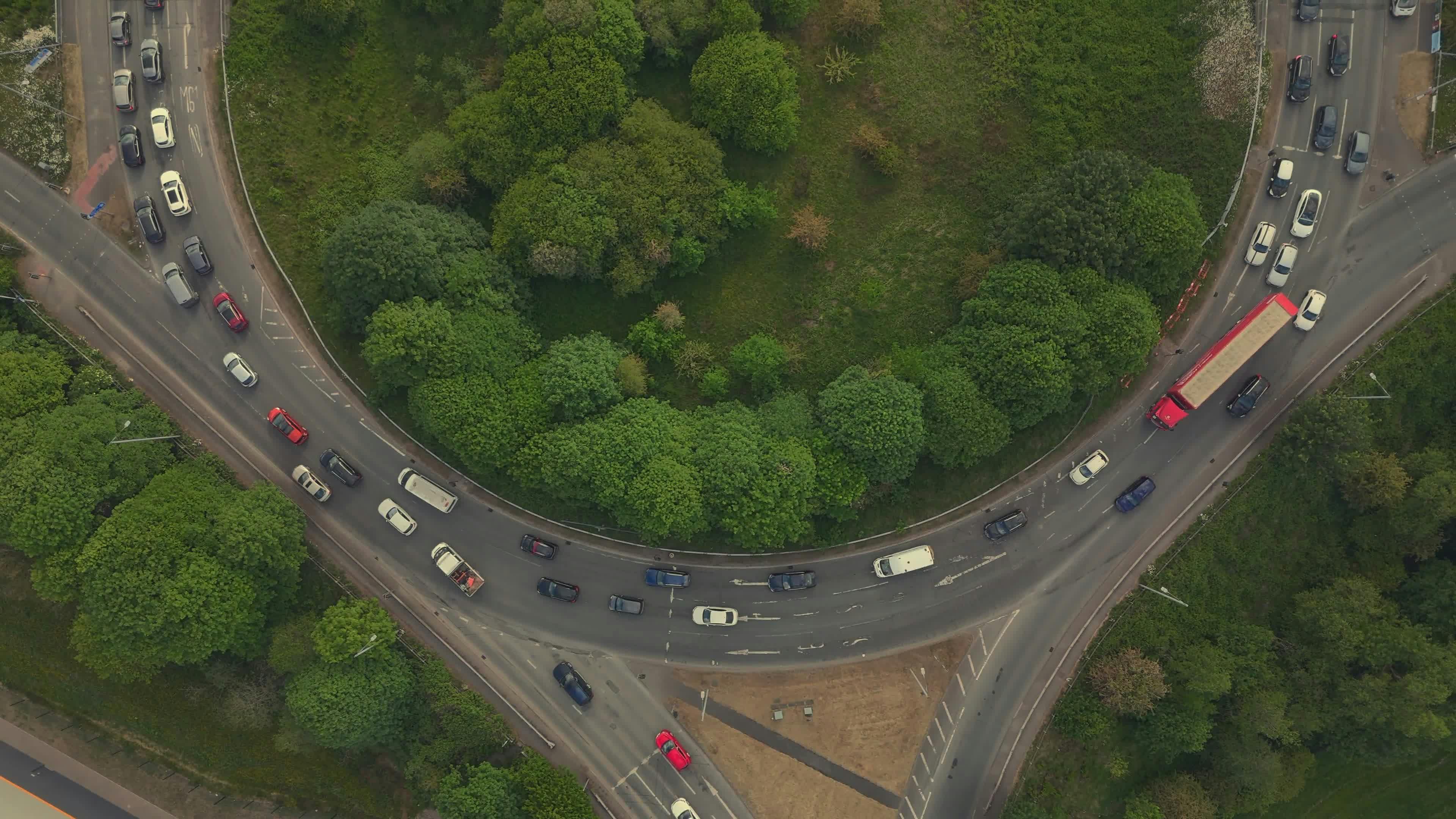 Aerial Hyperlapse of Traffic over big intersection bridges and ring ...