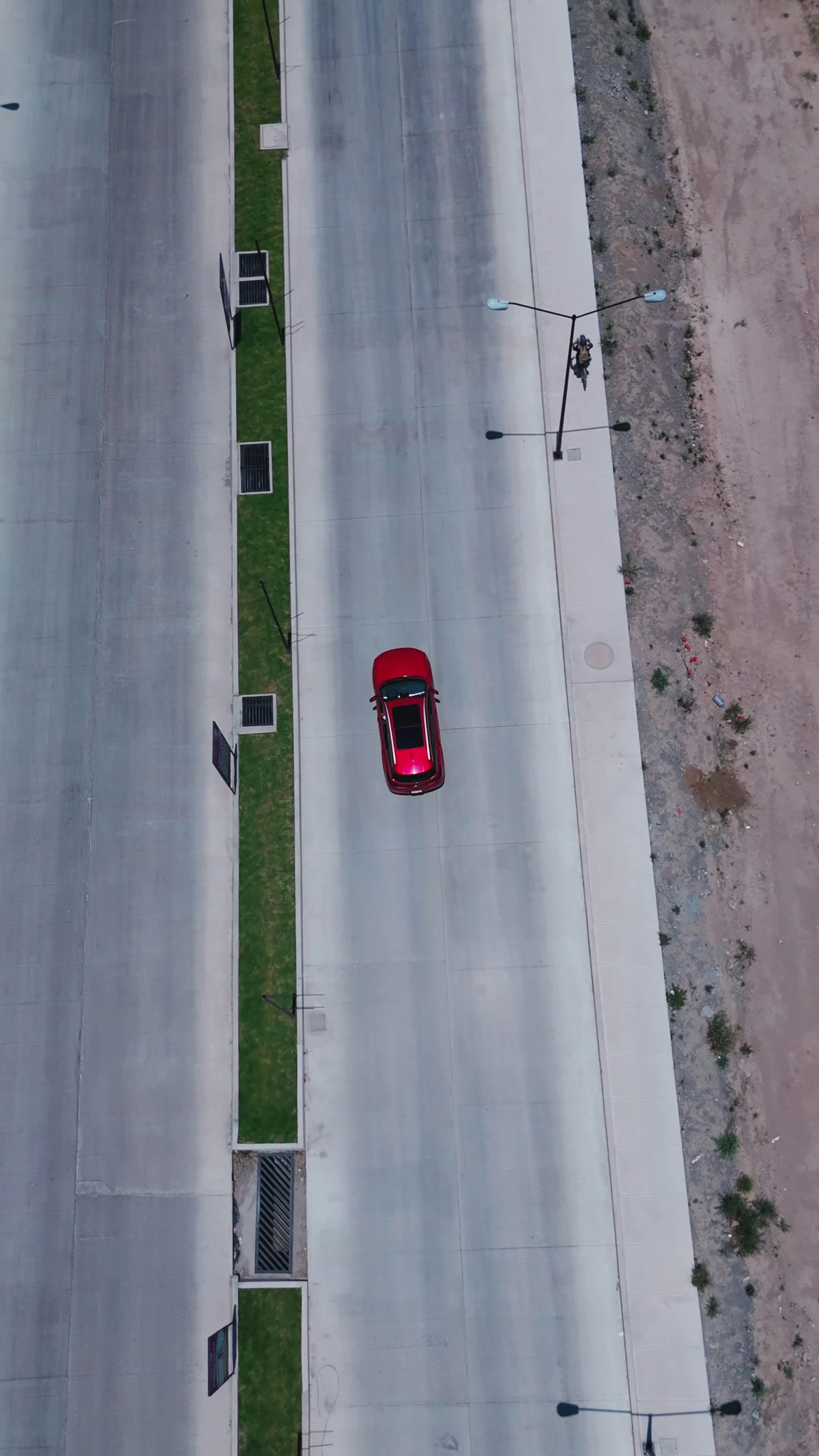 Aerial View of Red Car on Urban Roadway Free Stock Video Footage ...