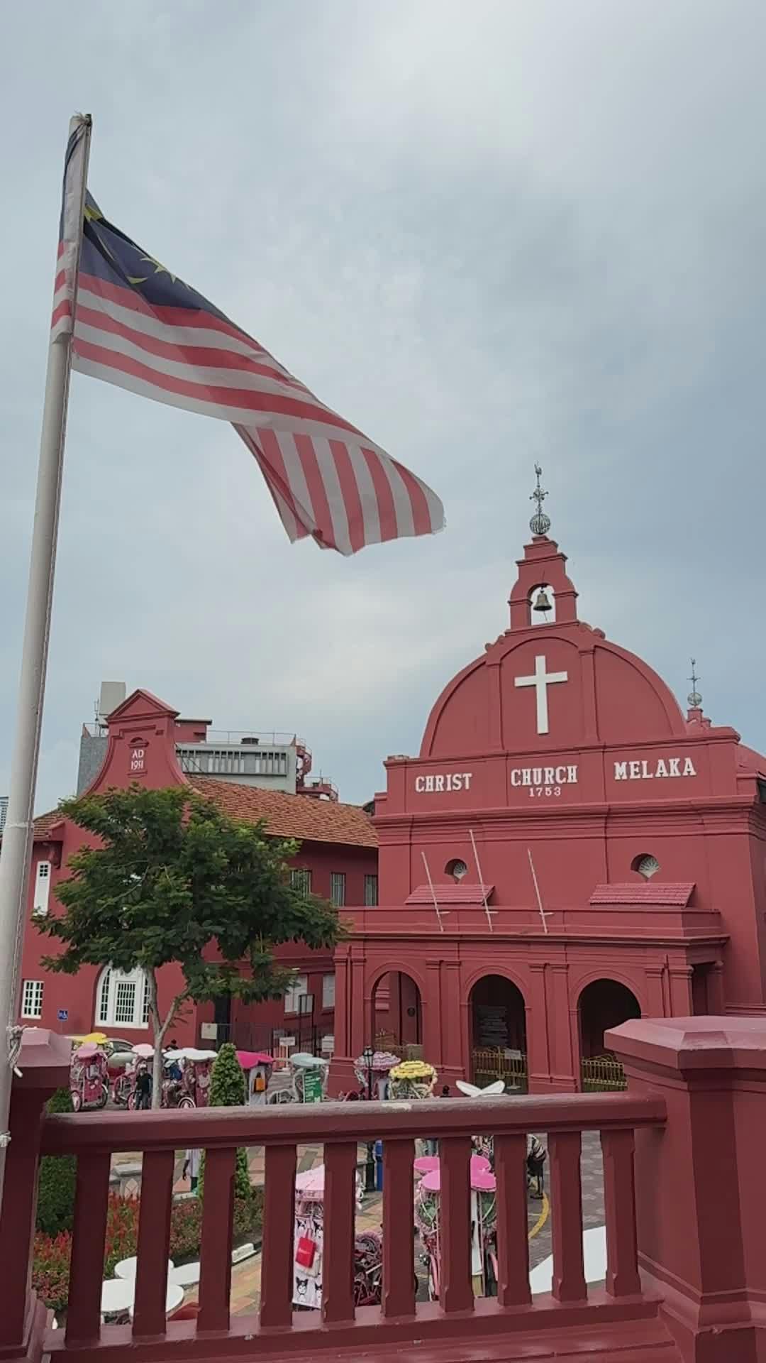 Historic Red Church in Melaka with Flag Free Stock Video Footage ...