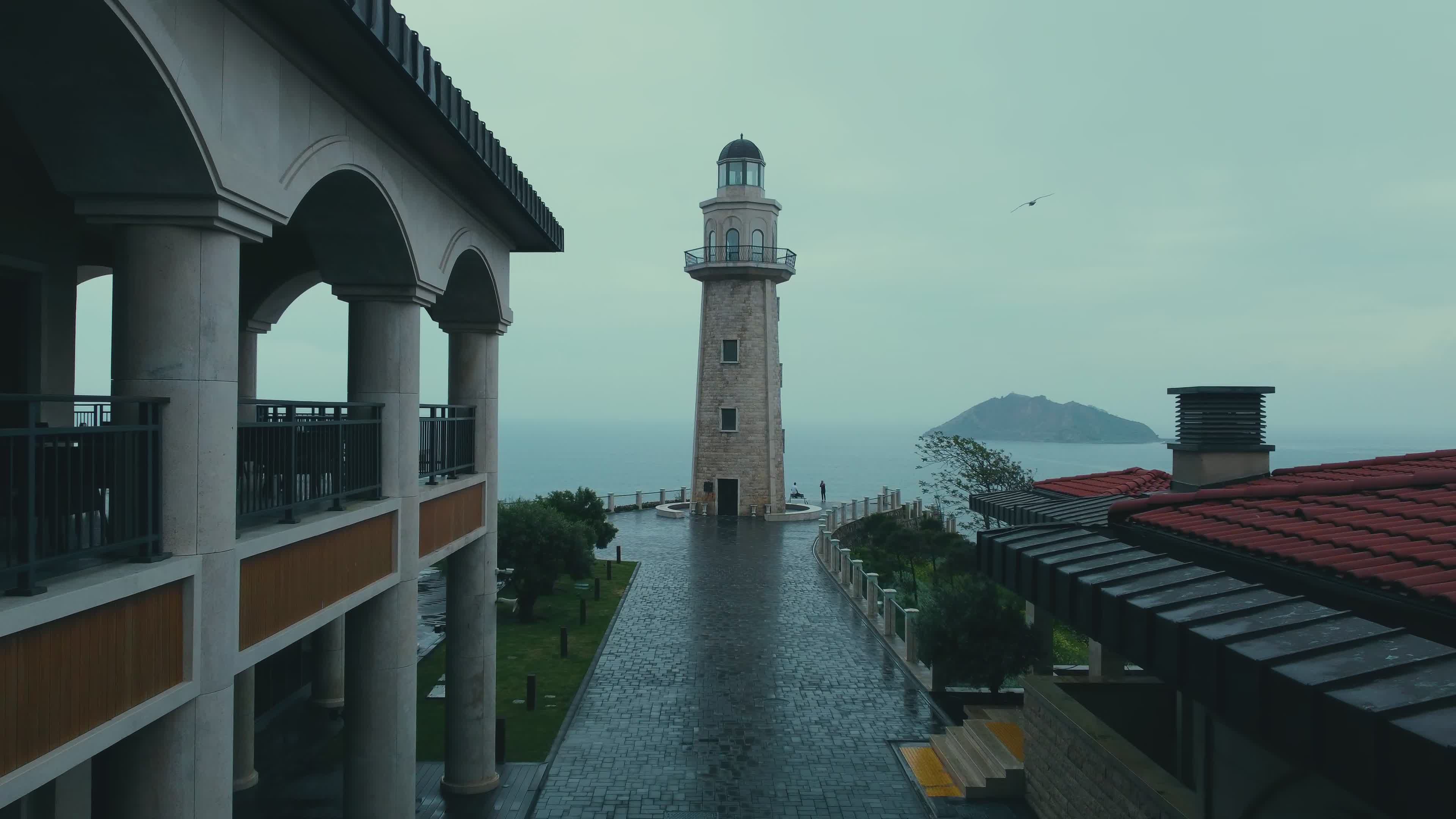 Misty Lighthouse Overlooking the Sea Free Stock Video Footage, Royalty ...