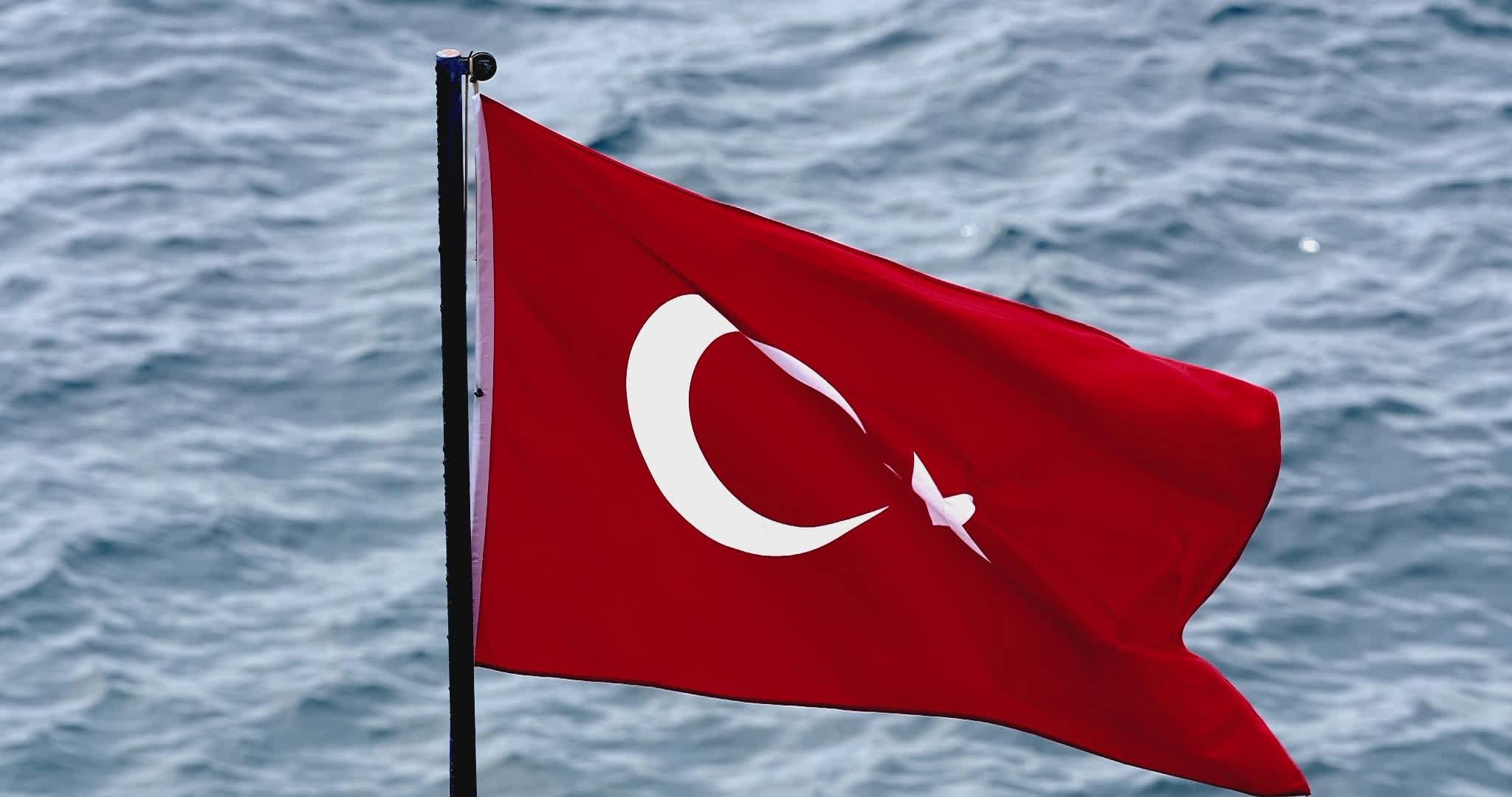 Turkish Flag Waving Against Blue Ocean Free Stock Video Footage ...