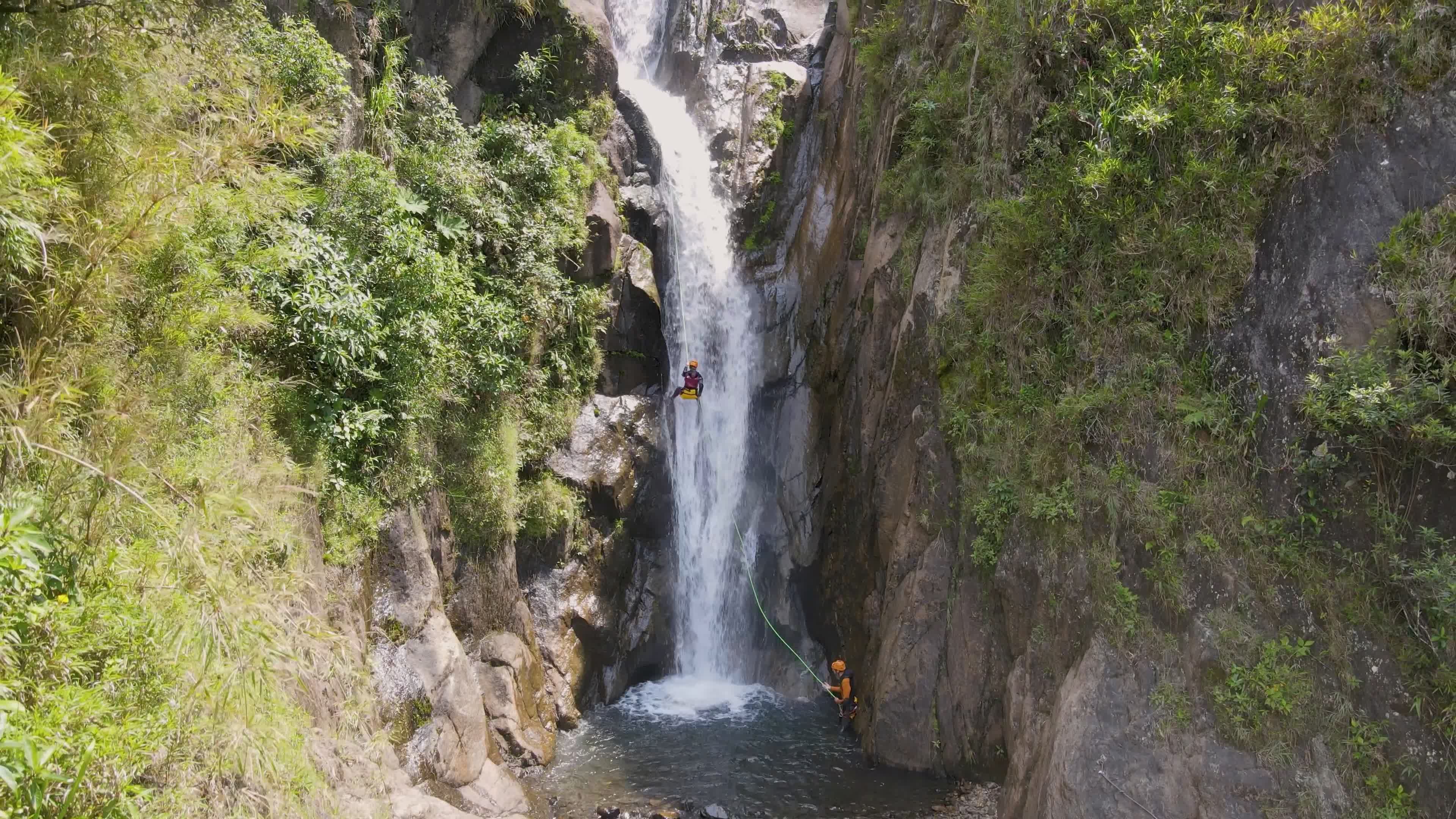 Extreme Waterfall Rappelling Adventure Free Stock Video Footage ...