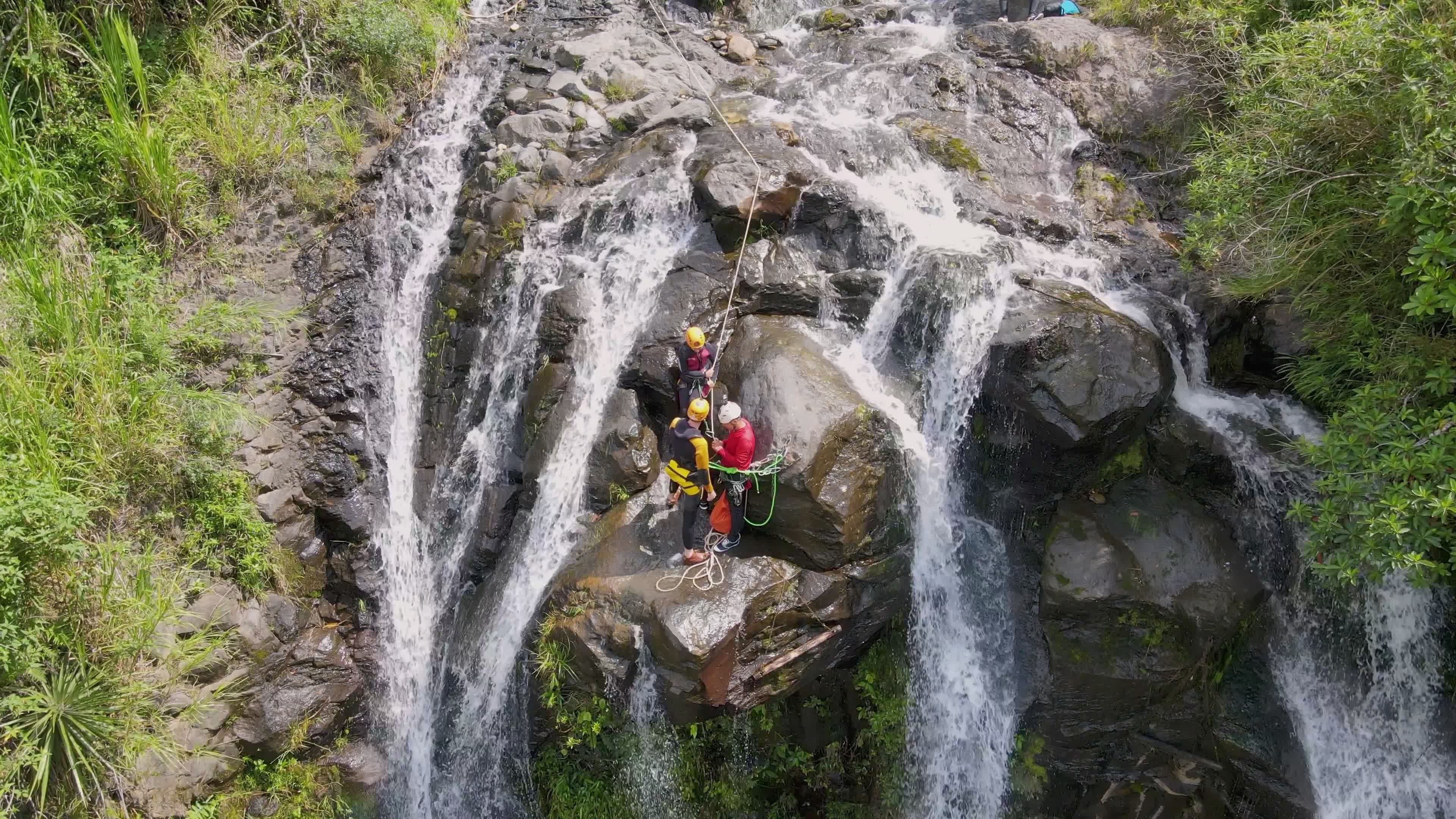 Thrilling Waterfall Rappelling Adventure in Ecuador Free Stock Video ...